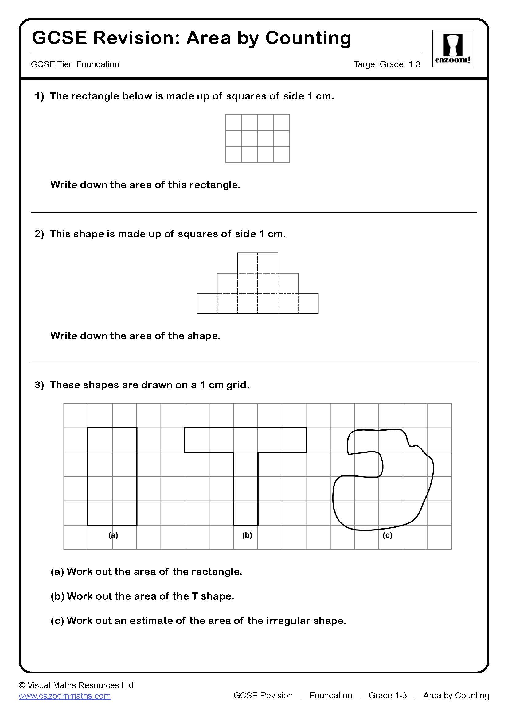 Area by Counting GCSE Questions | GCSE Revision Questions