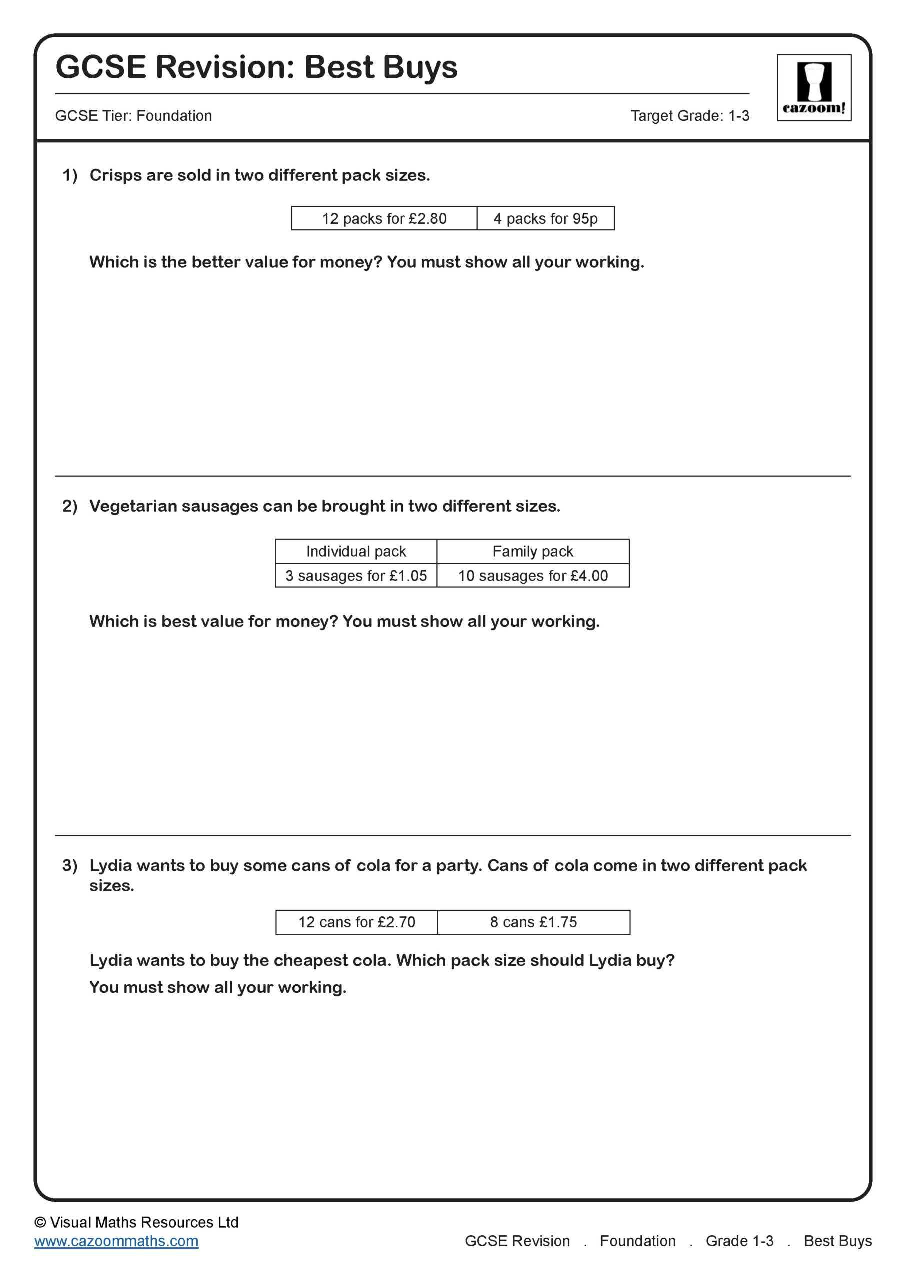 Best Buys GCSE Questions | GCSE Revision Questions
