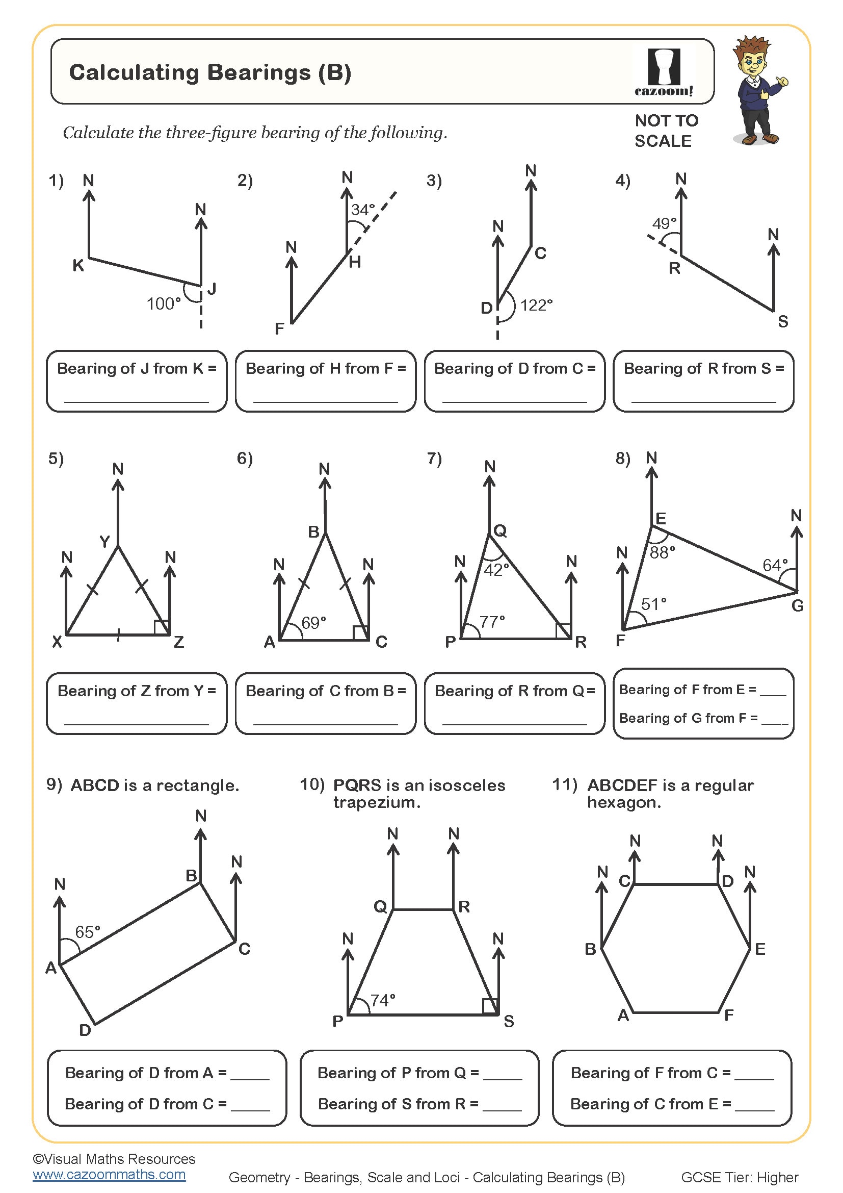 Calculating Bearings (A) Worksheet | Fun and Engaging PDF Worksheets