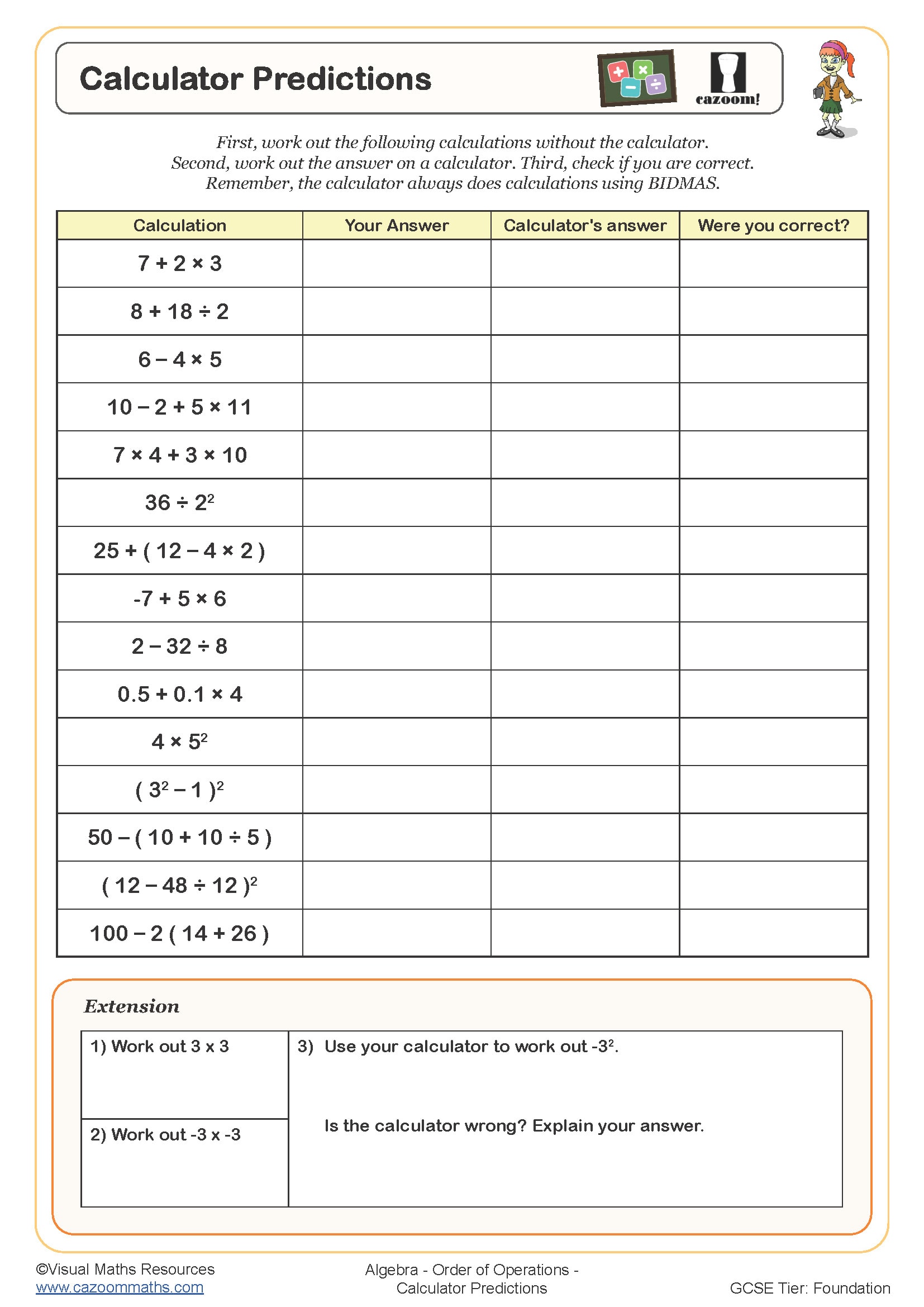 Calculator Practice Worksheets | KS3 & KS4