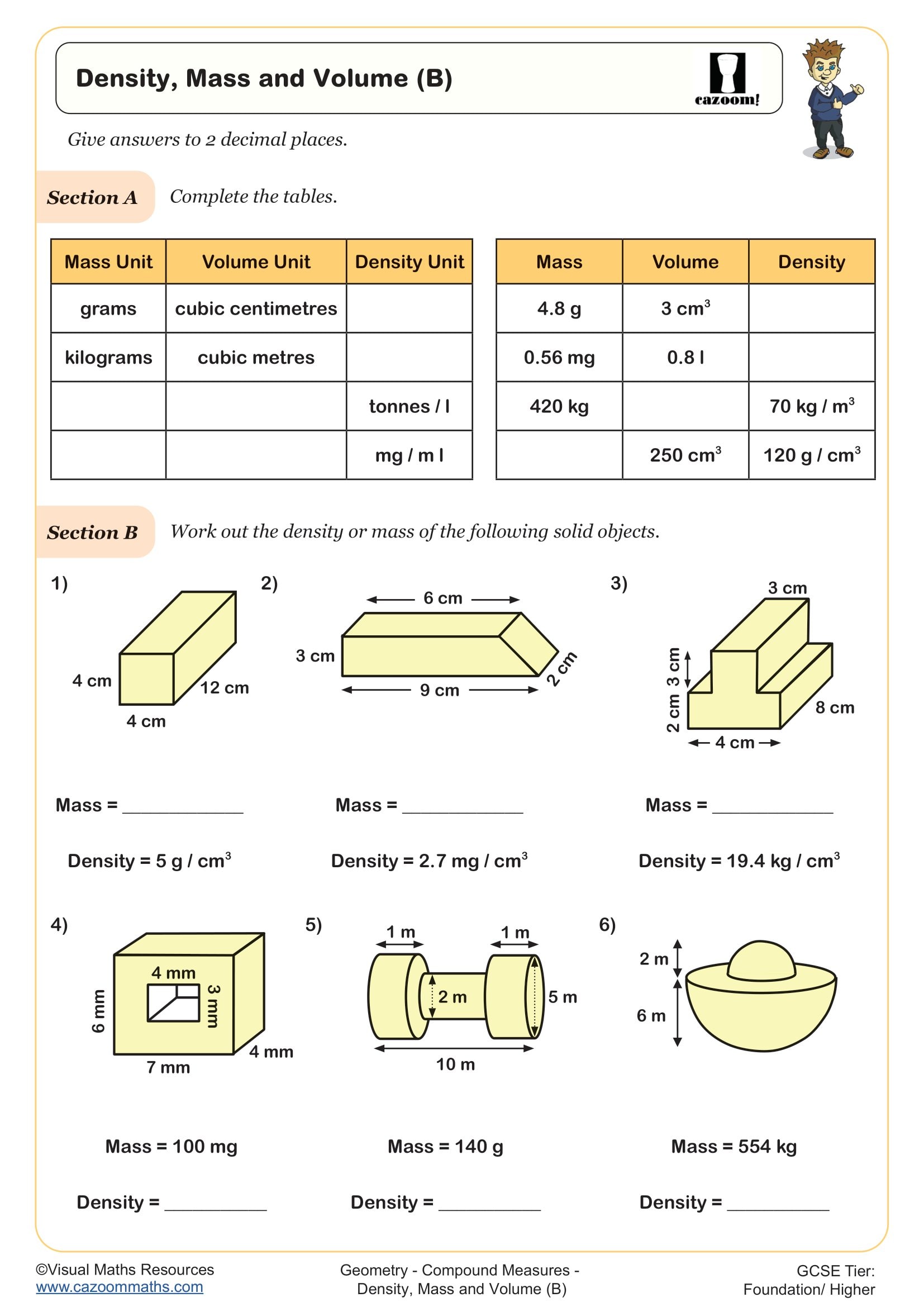 Mass Density Volume Formula Free Teaching Resources