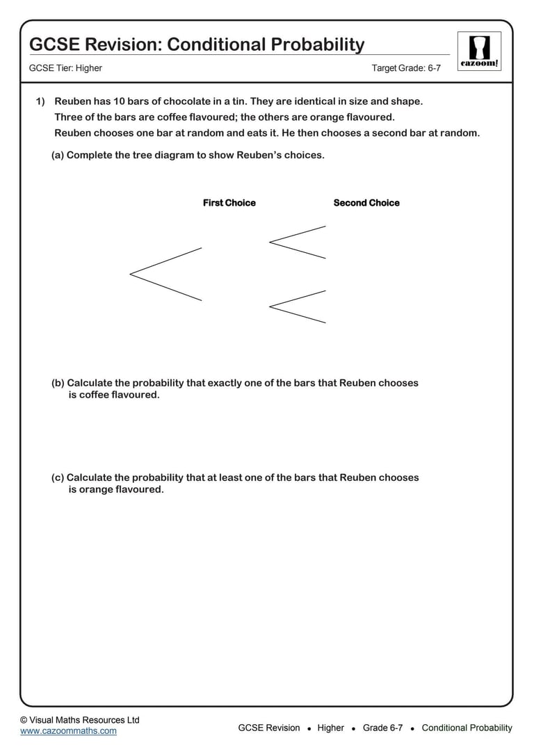 Conditional Probability GCSE Questions | GCSE Revision Questions
