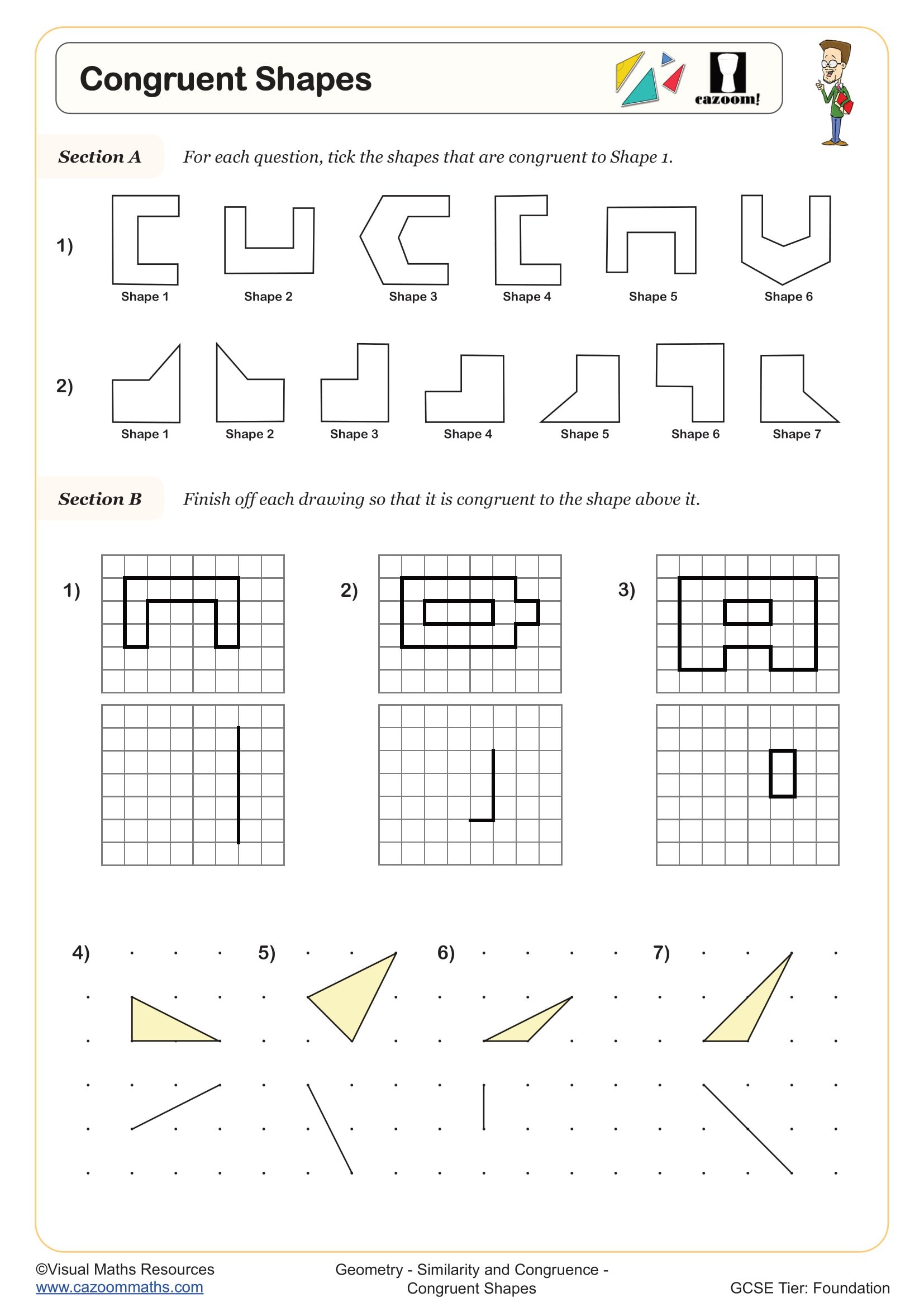 Congruent Shapes Worksheet | Printable PDF Worksheets