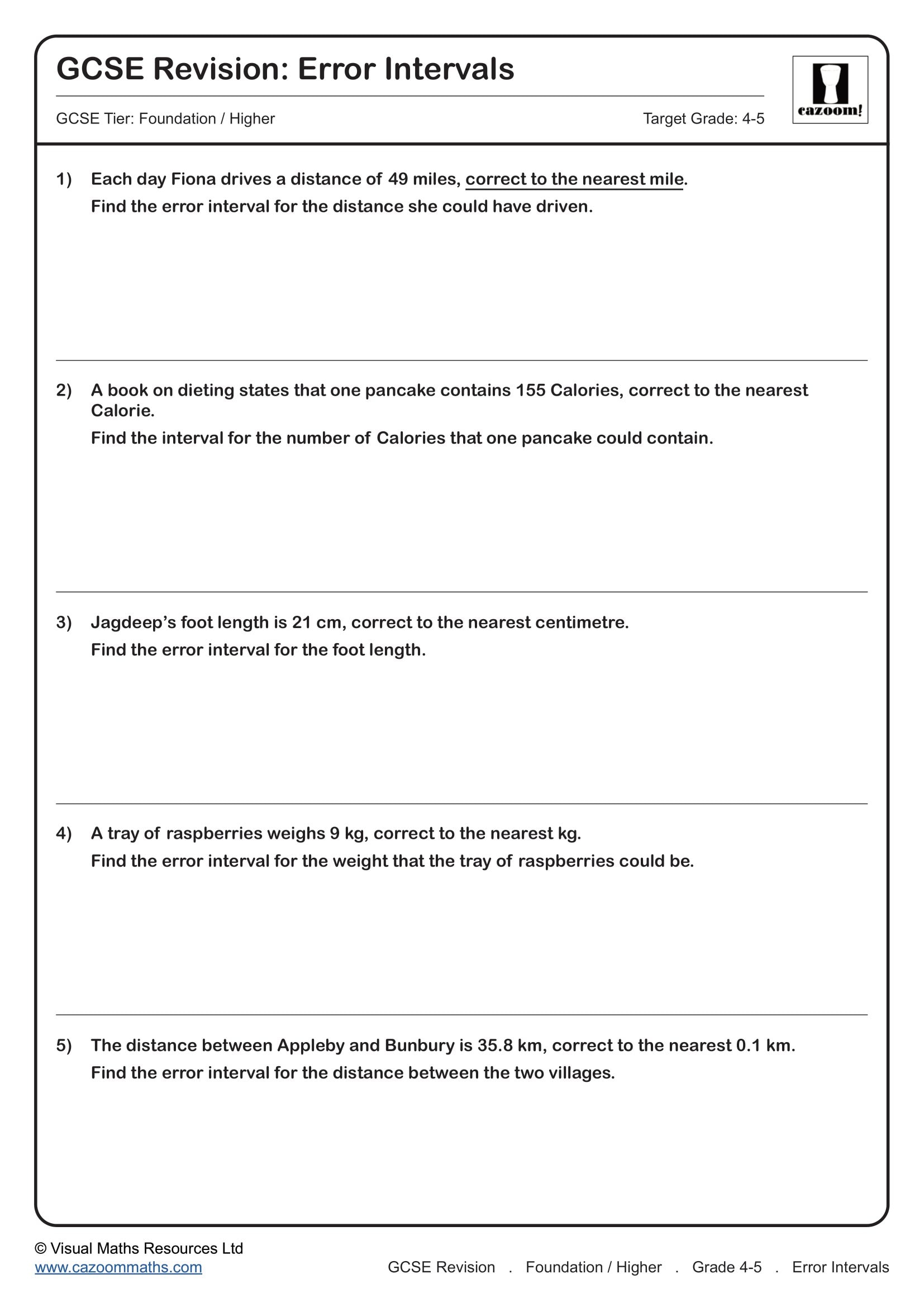 Error Intervals GCSE Questions | GCSE Revision Questions