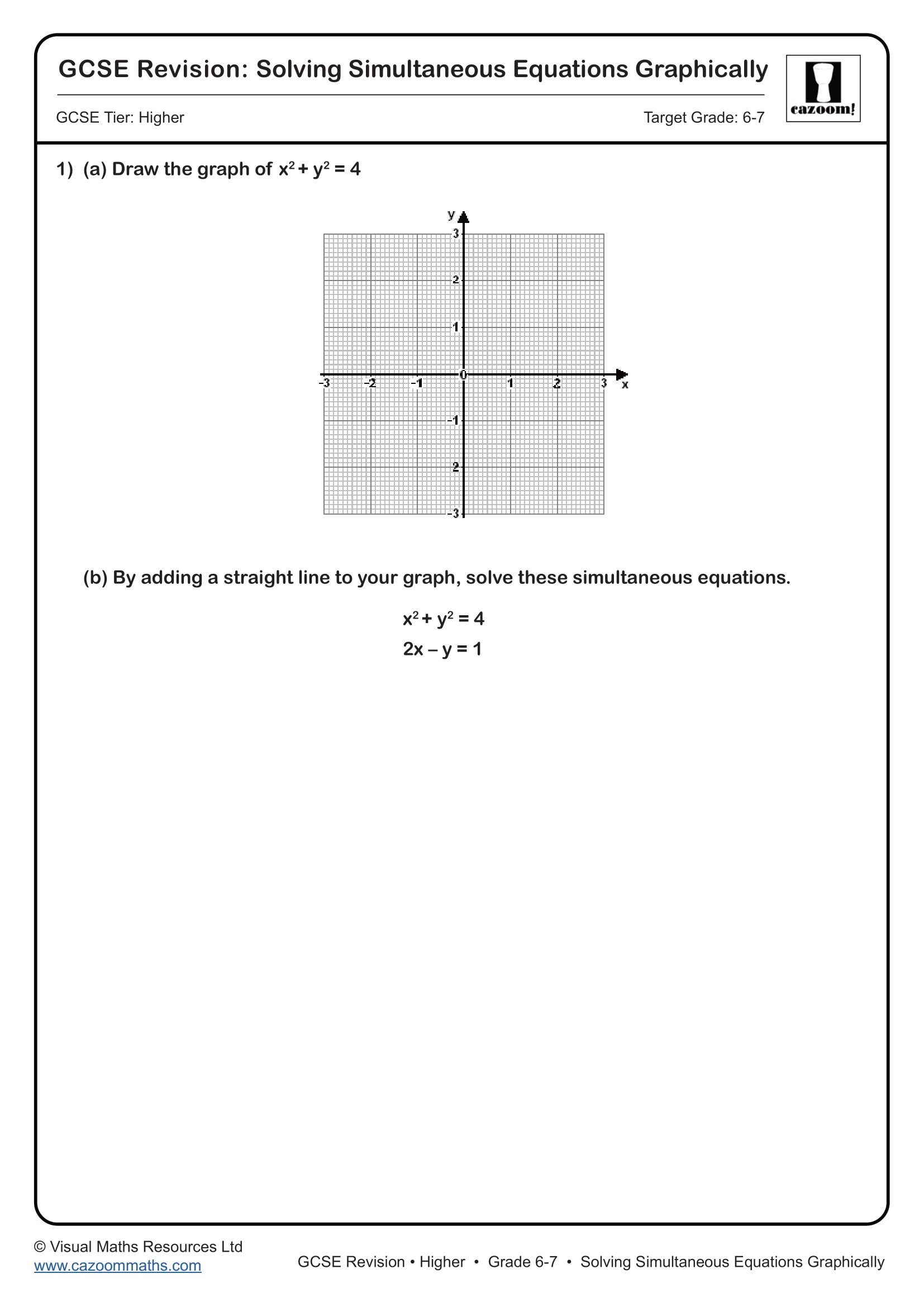 Solving Simultaneous Equations Graphically B Gcse Questions Gcse Revision Questions