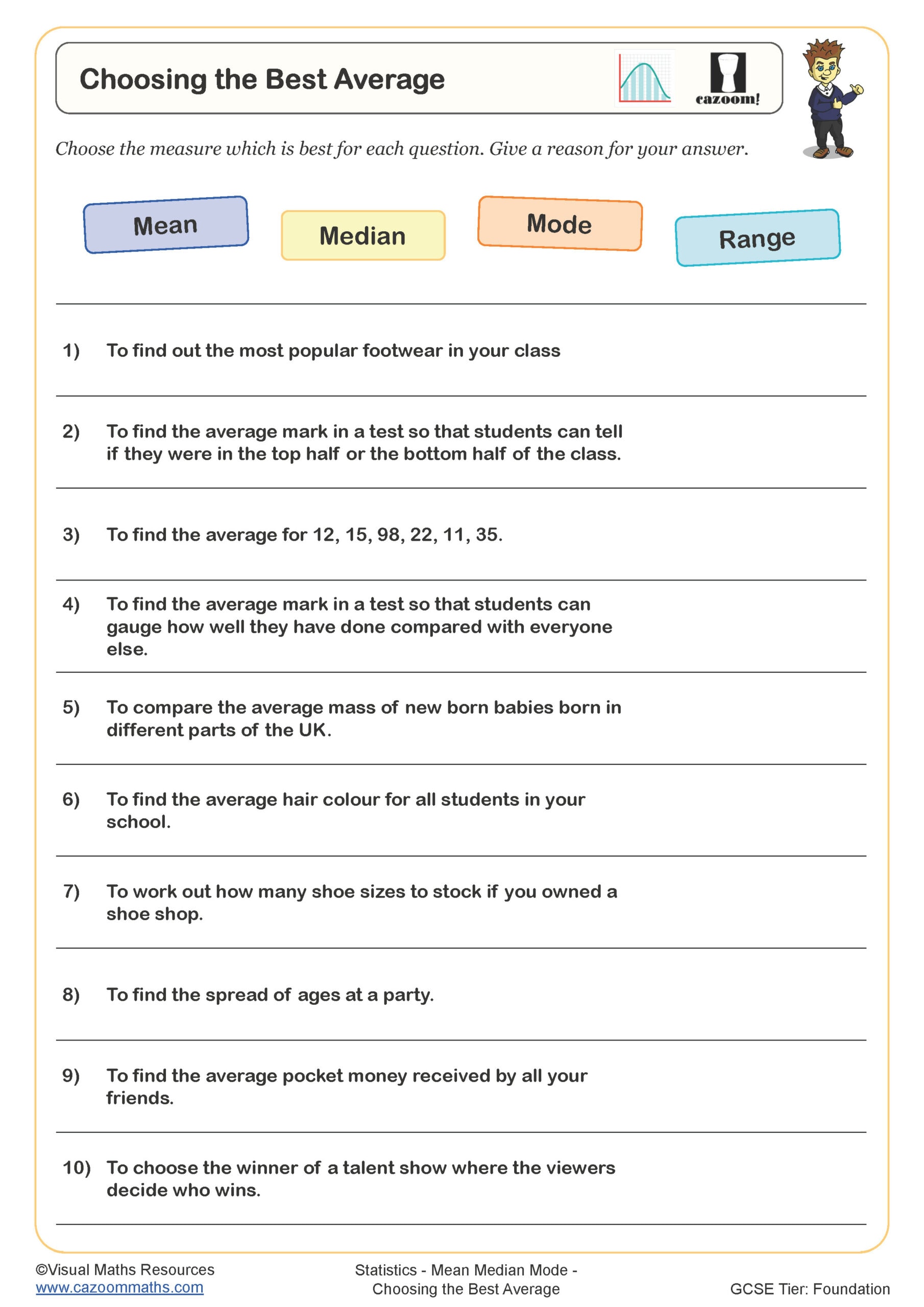 Year 8 Mean Median Mode Worksheets | PDF Printable Worksheets