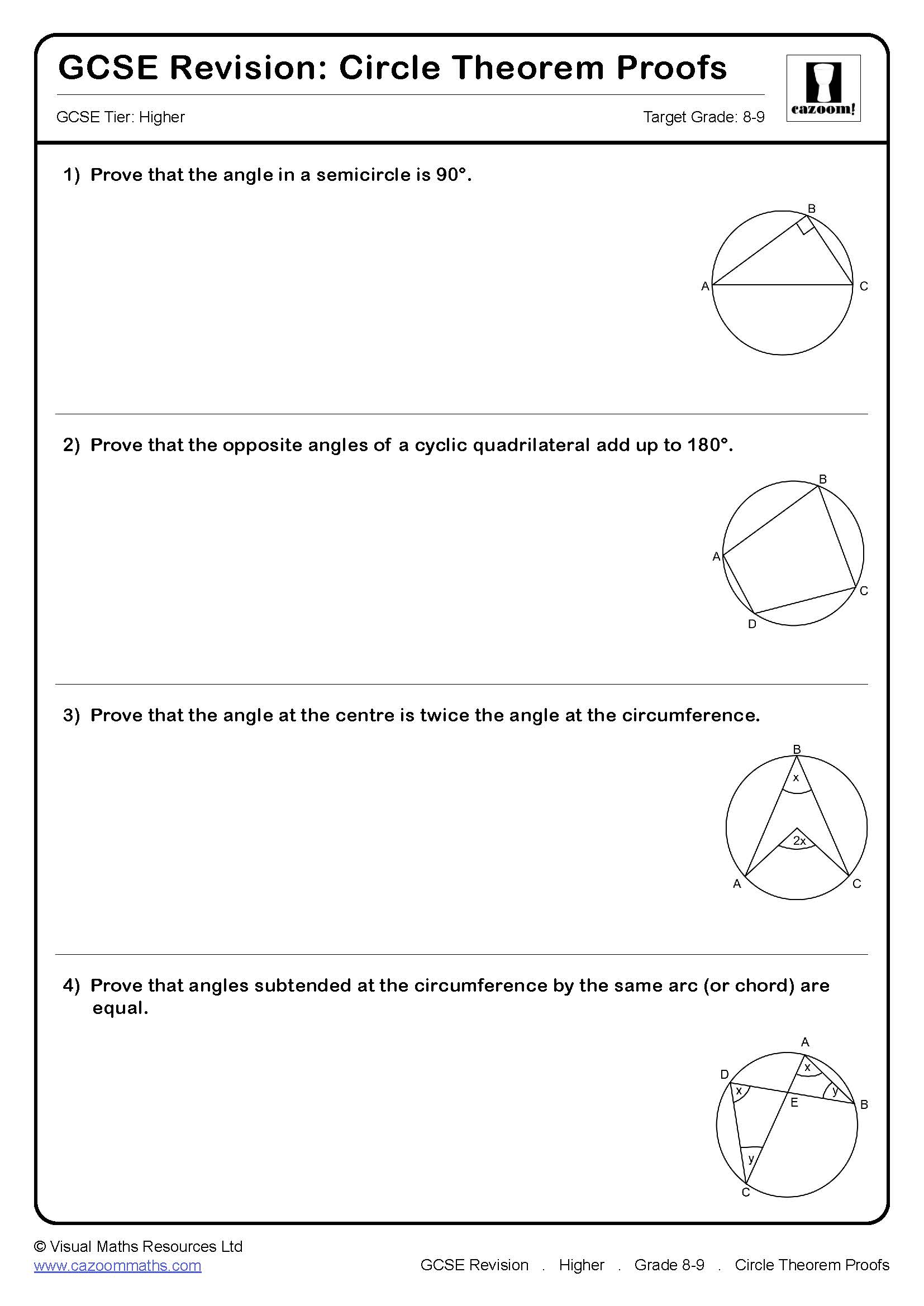 Circle Theorem Proofs GCSE Questions | GCSE Revision Questions