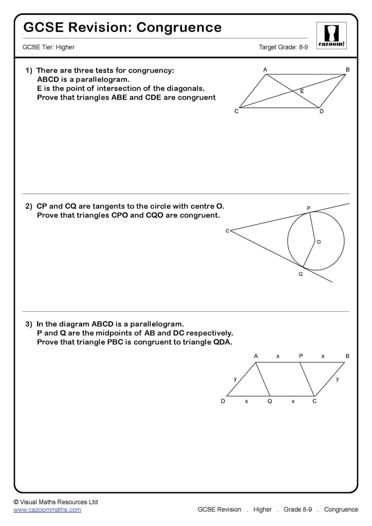 Congruent Triangles GCSE Questions | GCSE Revision Questions