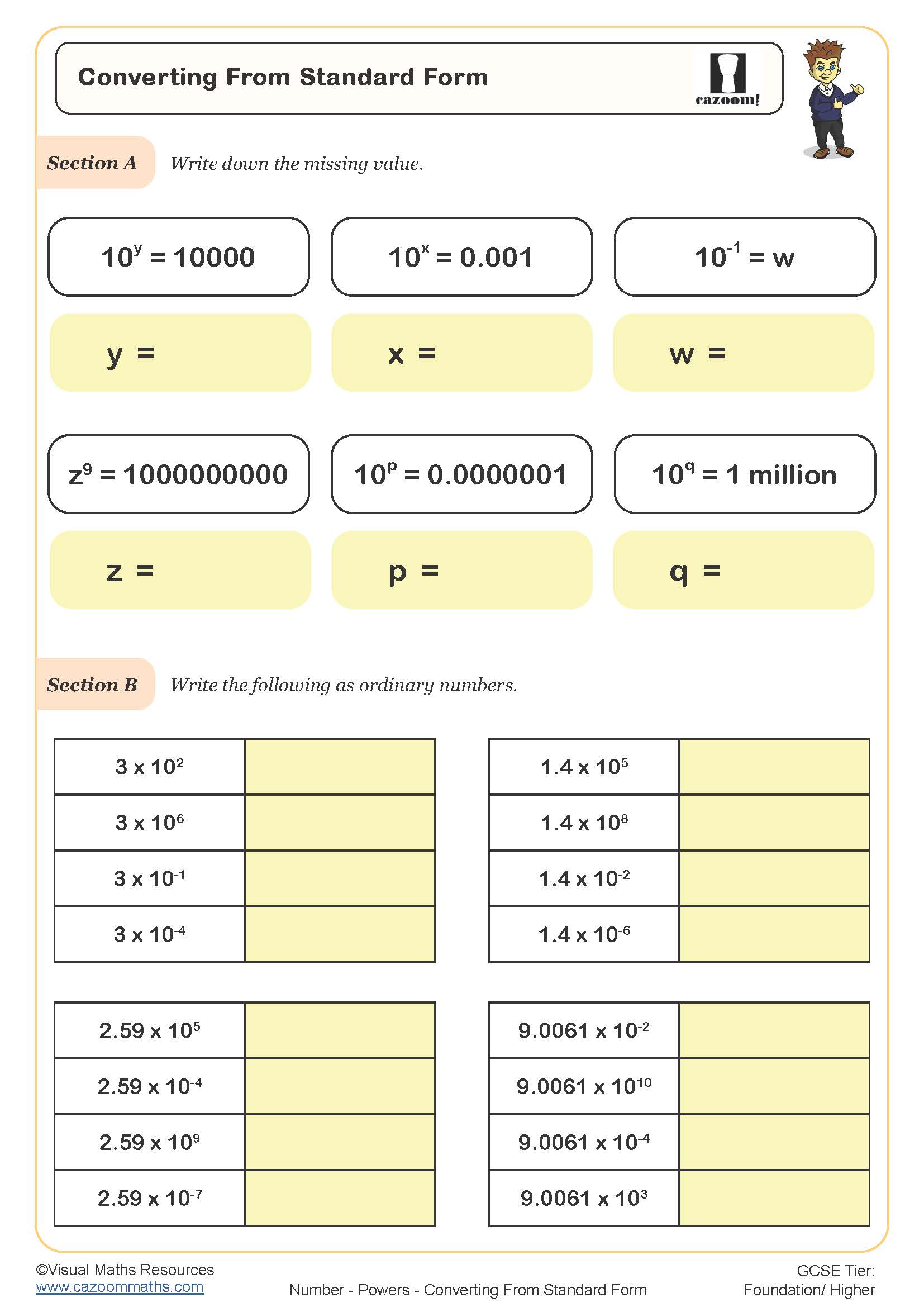 Powers and Roots Worksheets - Printable Roots and Powers Worksheets ...