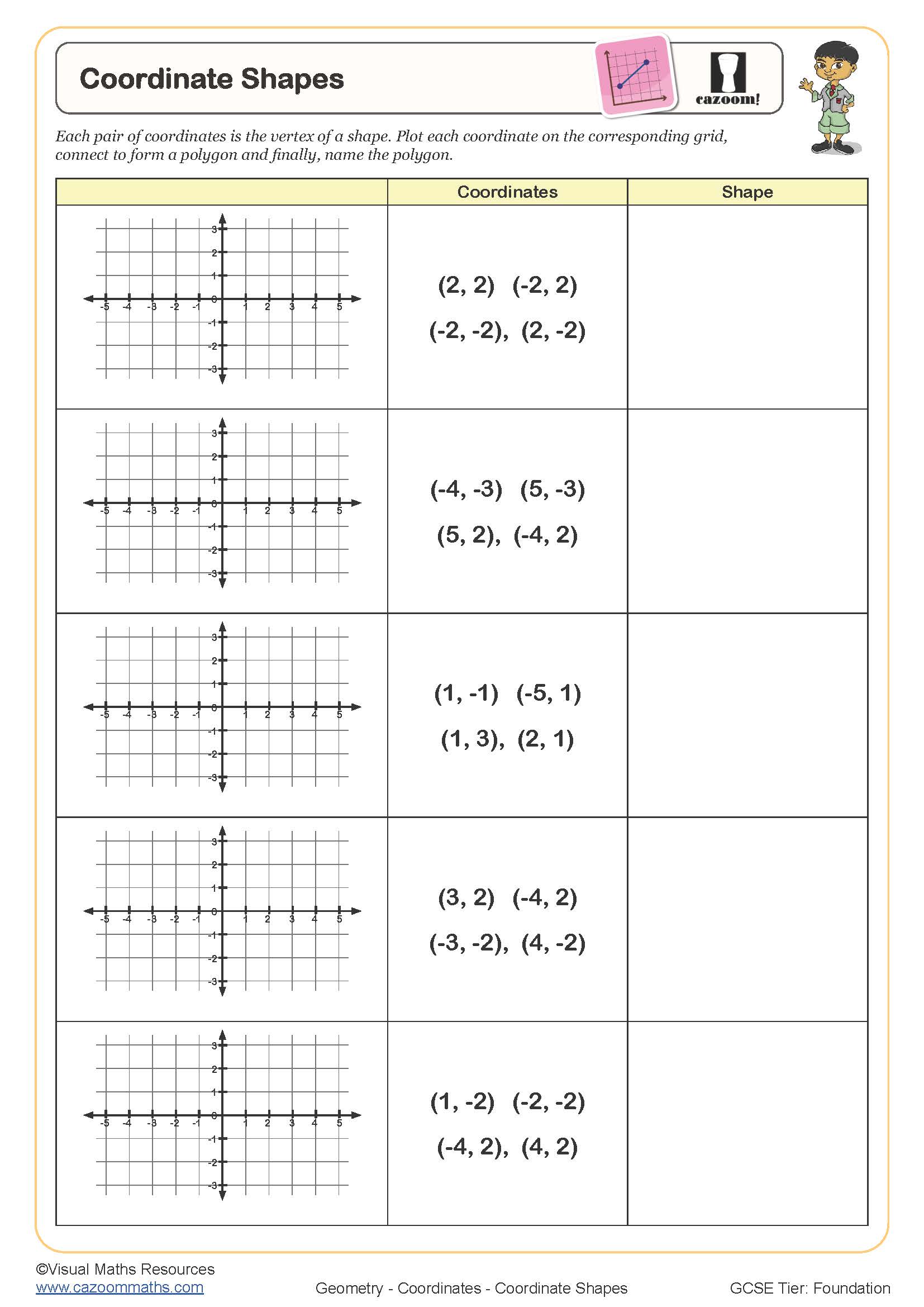 Year 8 Coordinates Worksheets | PDF Printable Worksheets