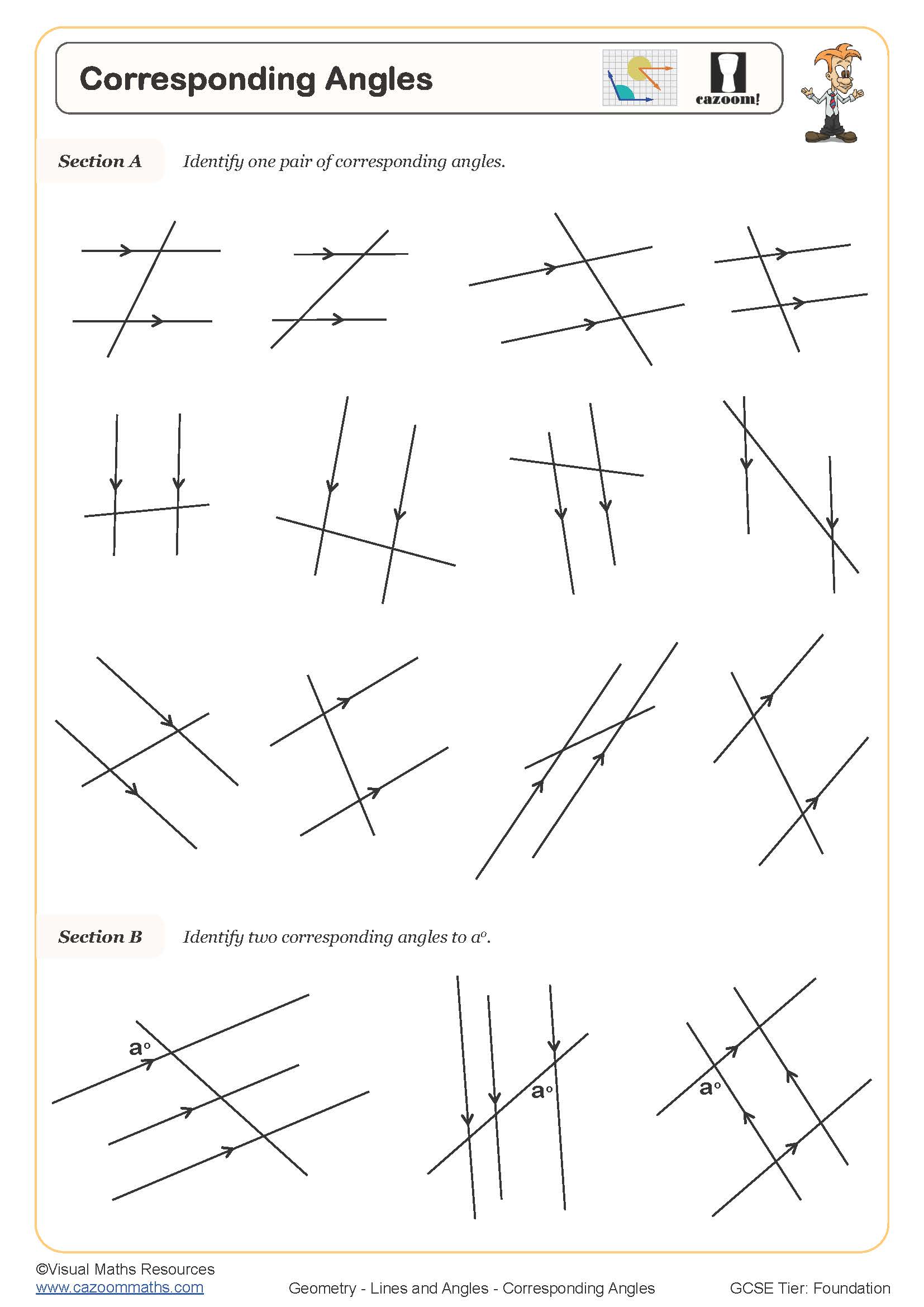 Angles in Parallel Lines PDF Worksheets | Fun and Engaging Geometry ...