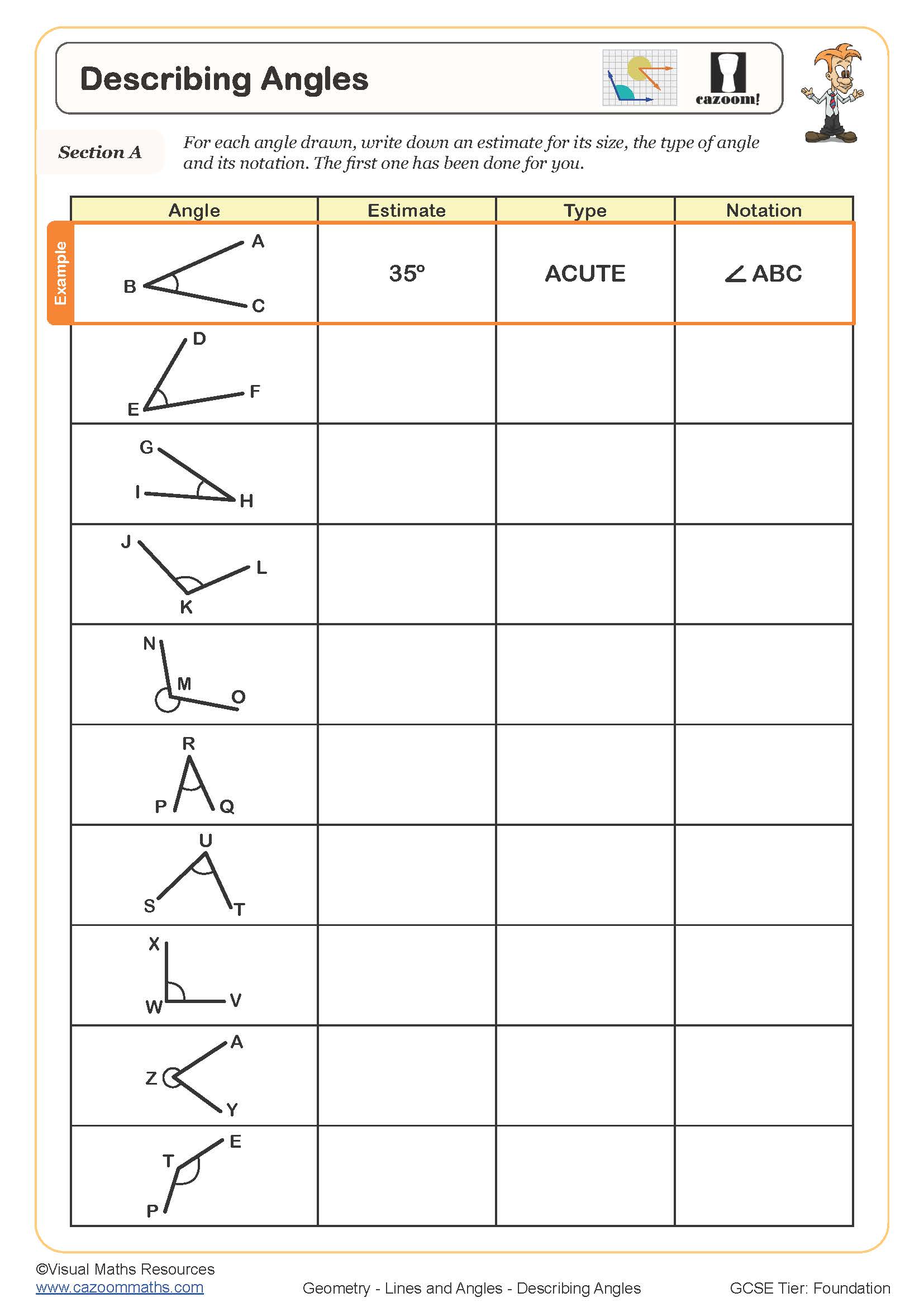 Angles Around a Point Worksheet | Fun and Engaging Year 7 and Year 8 ...