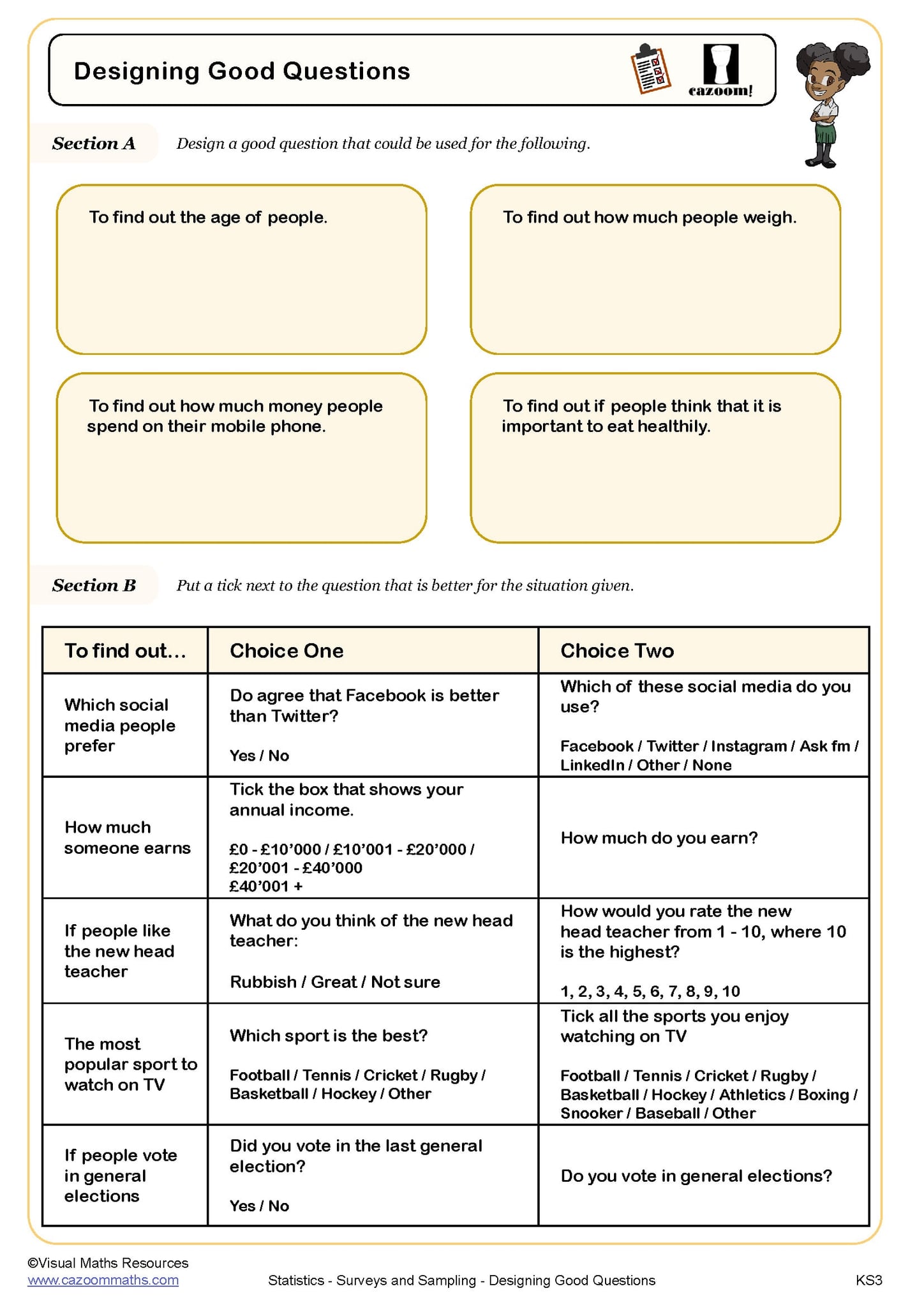 Designing Good Questions | Cazoom Maths Worksheets