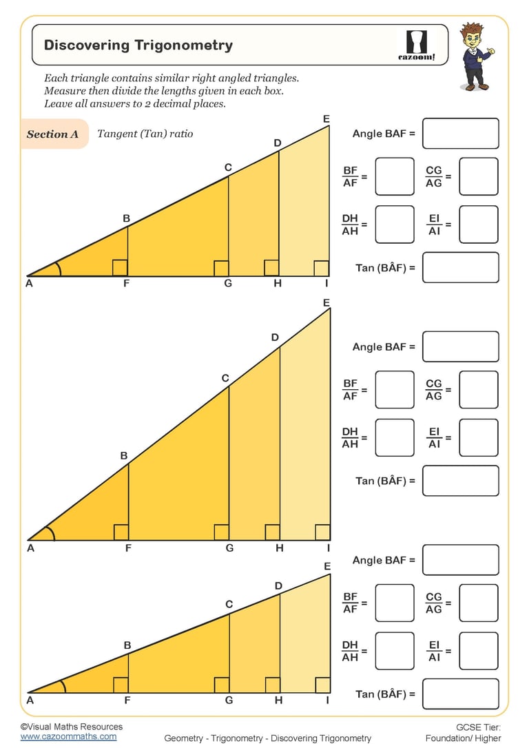 Discovering Trigonometry (Investigation) Worksheet | Cazoom Maths ...