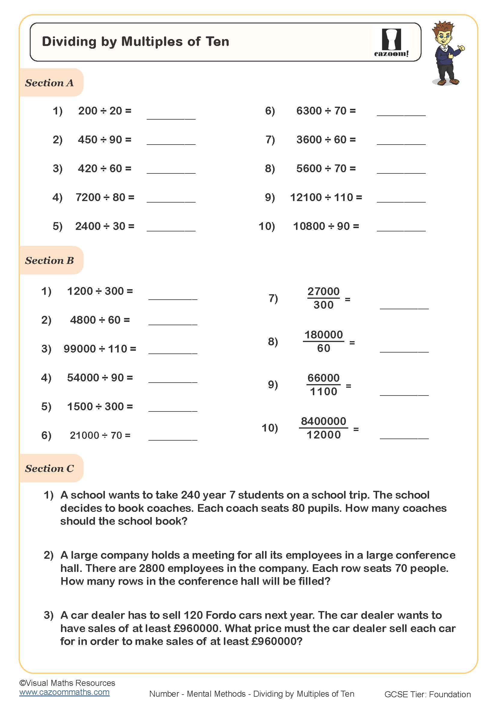 Year 7 Mental Methods Worksheets | PDF Printable Worksheets