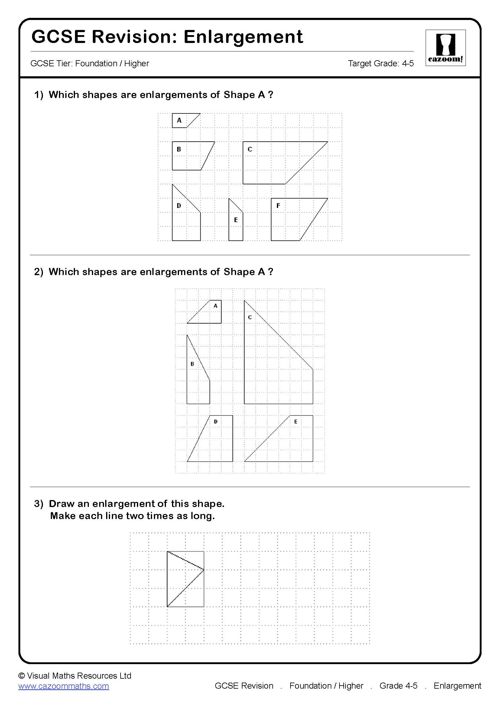 Enlargement GCSE Questions | GCSE Revision Questions