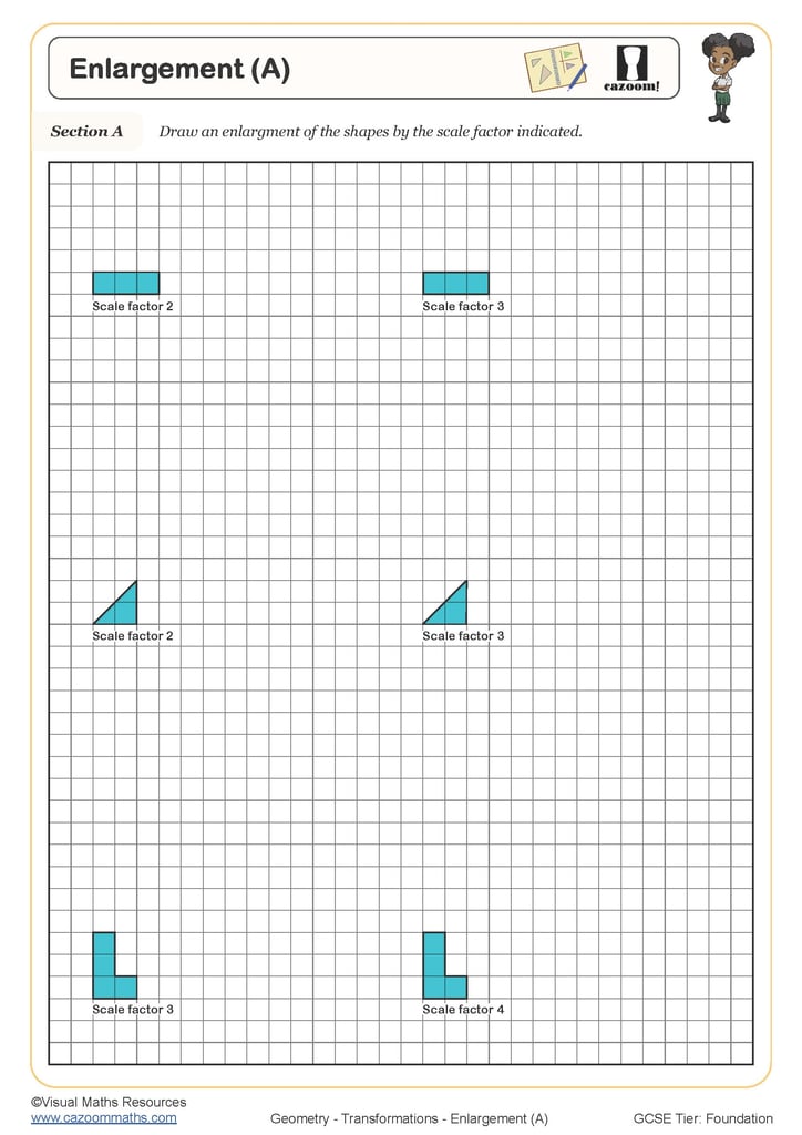 Enlargements on Axes Worksheet | Cazoom Maths Worksheets