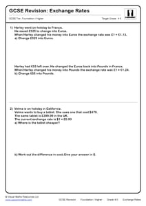 Exchange Rates Worksheet | Printable PDF Worksheets