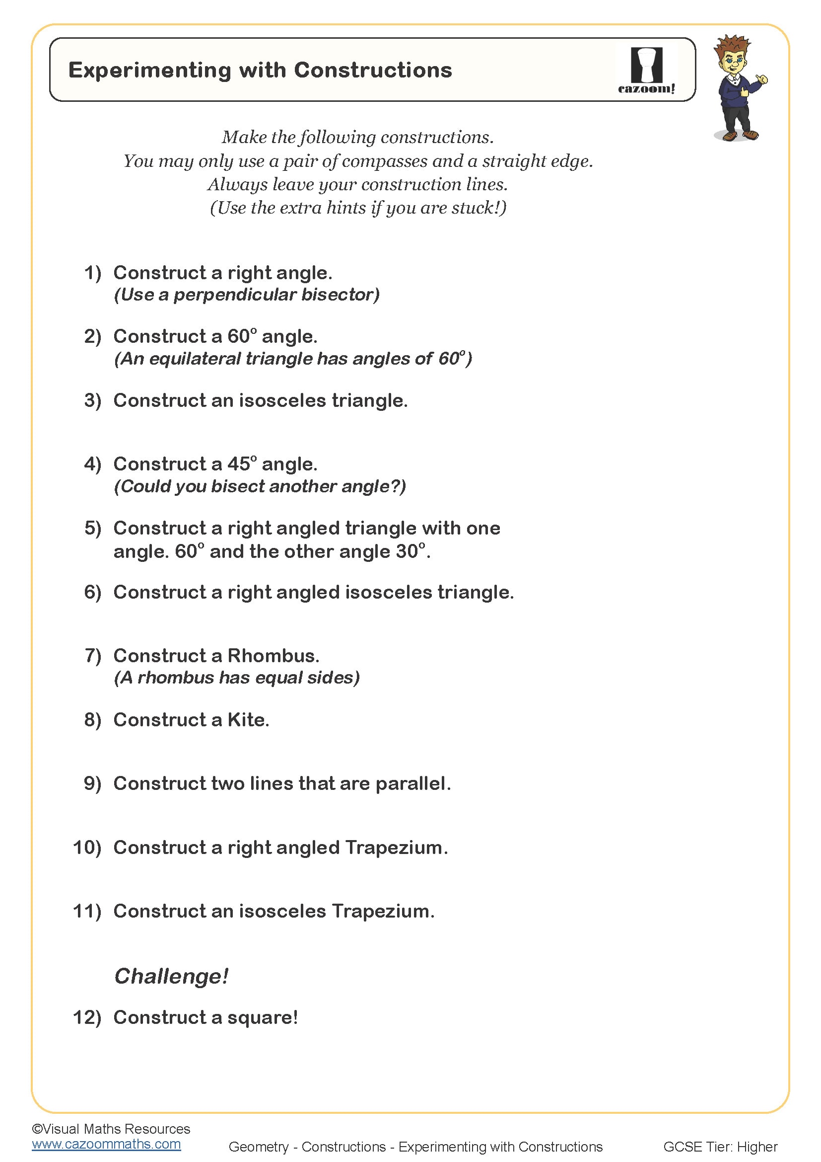 Constructing Triangles Worksheet | Printable PDF Worksheets