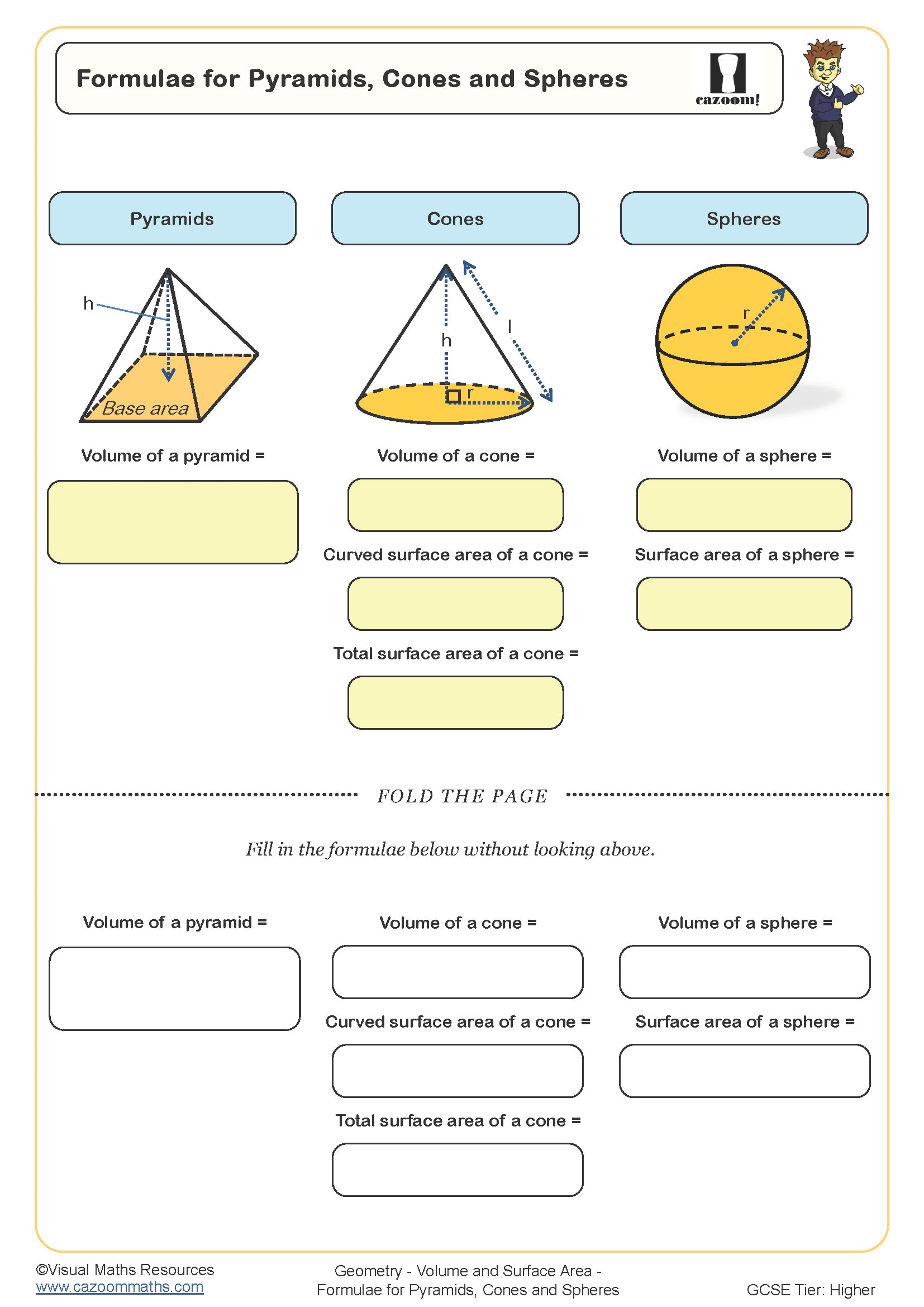 Frustums Worksheet | Cazoom Maths Worksheets