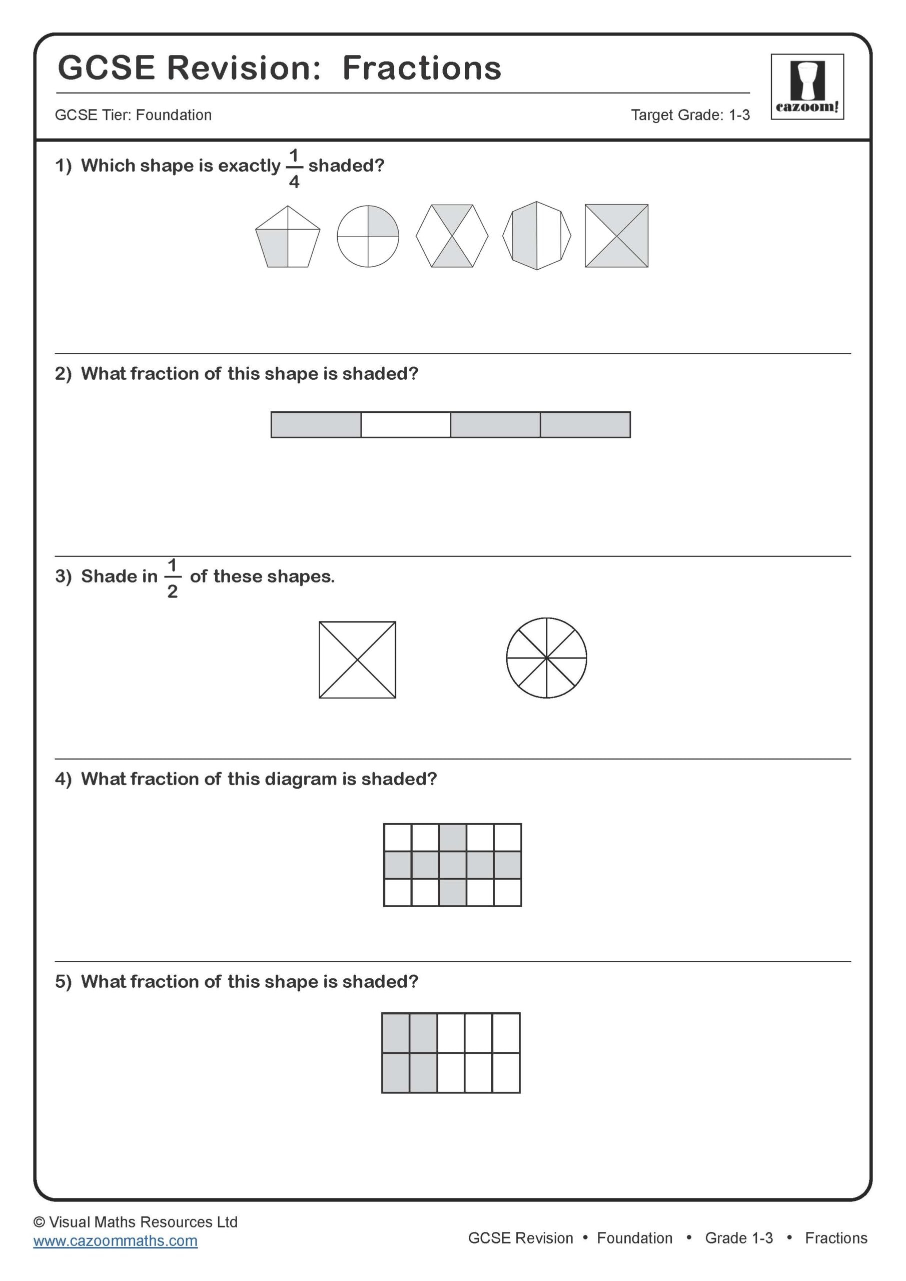 Fractions GCSE Questions | GCSE Revision Questions