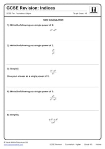 Indices GCSE Questions | GCSE Revision Questions