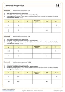 Inverse Proportion Worksheet | Printable Maths Worksheets
