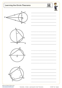 Learning the Circle Theorems Worksheet | Cazoom Maths Worksheets