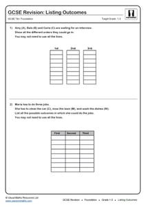 Listing Outcomes GCSE Questions | GCSE Revision Questions