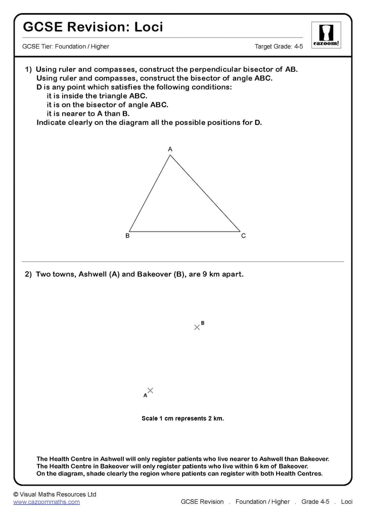 Loci GCSE Questions | GCSE Revision Questions