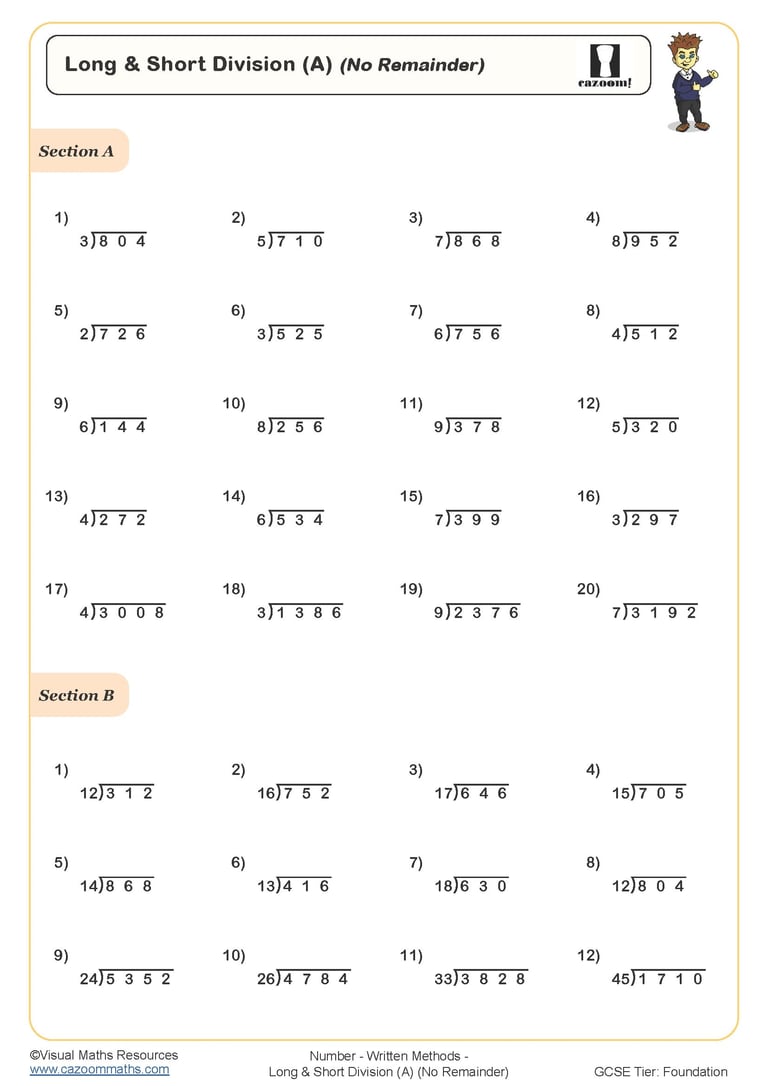 Practising the Grid Method for Long Multiplication Worksheet ...