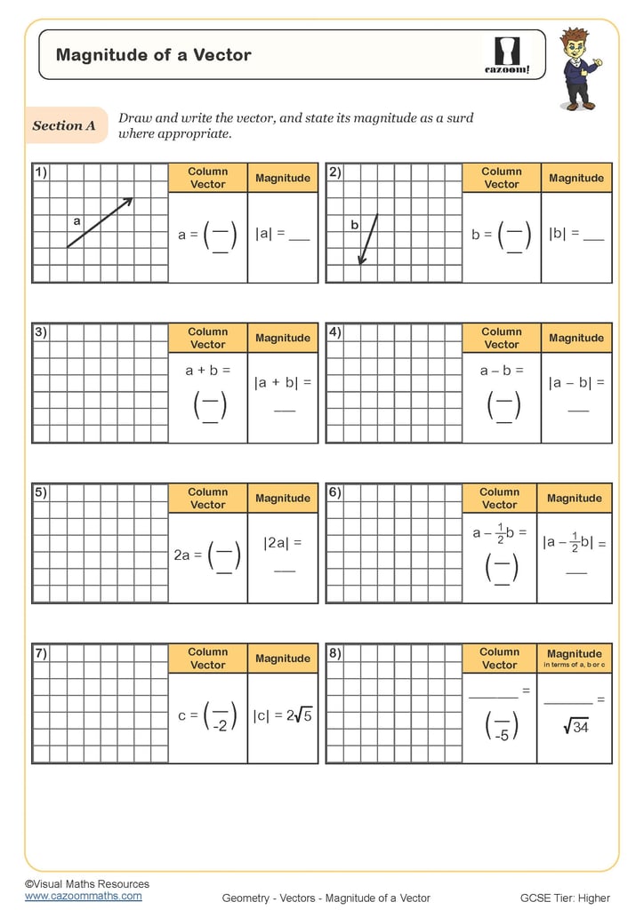 Magnitude of a Vector Worksheet | Fun and Engaging PDF Worksheets