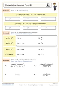 Manipulating Standard Form (A) Worksheet | Fun and Engaging PDF Worksheets