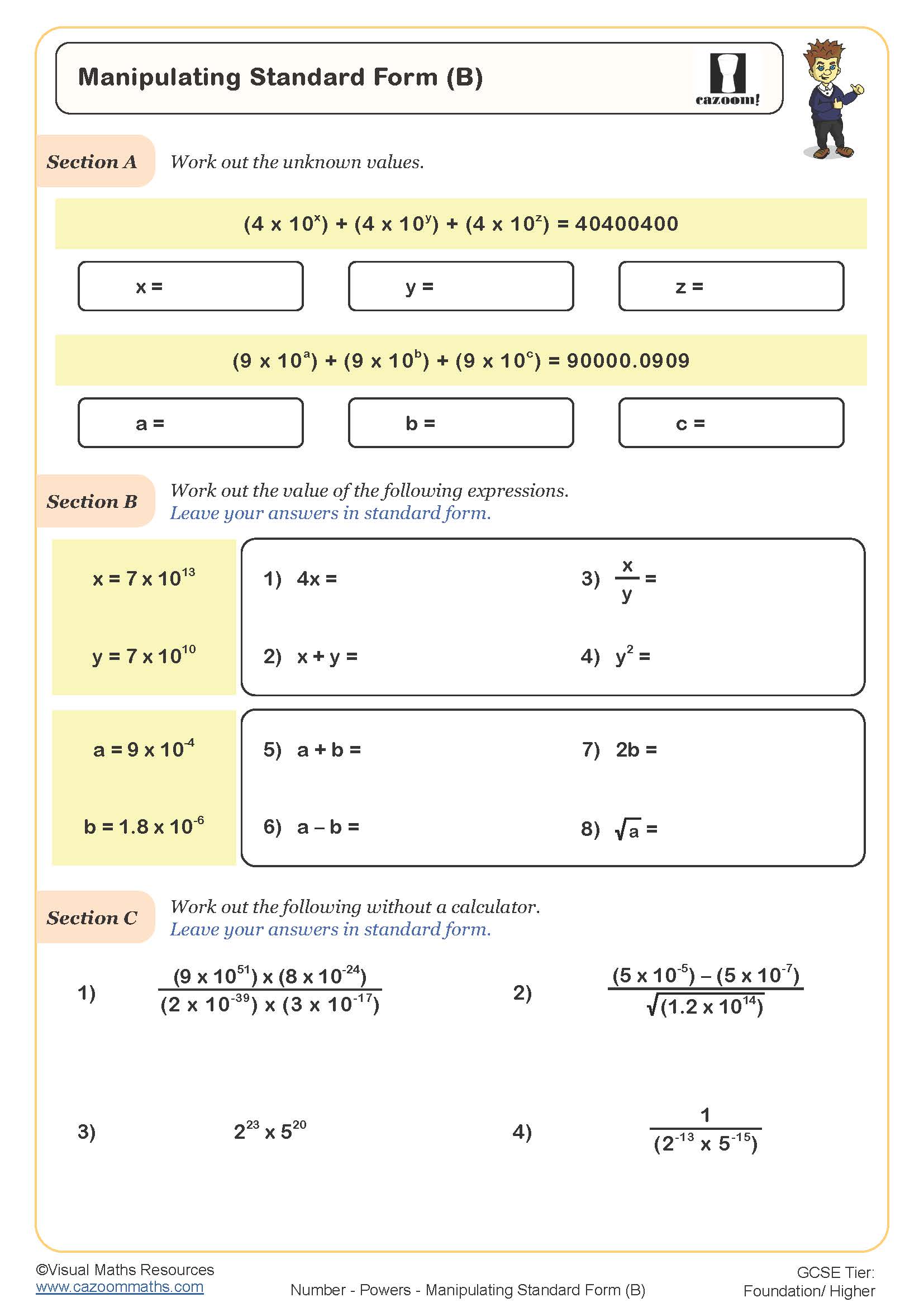 Standard Form Examples | FREE Teaching Resources