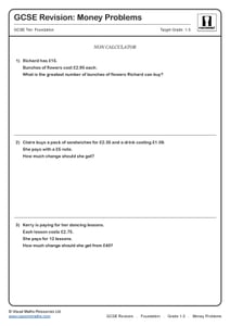 Money Problems GCSE Questions | GCSE Revision Questions