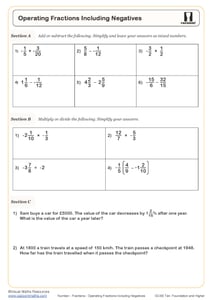 Operating Fractions (B) Worksheet | Cazoom Maths Worksheets