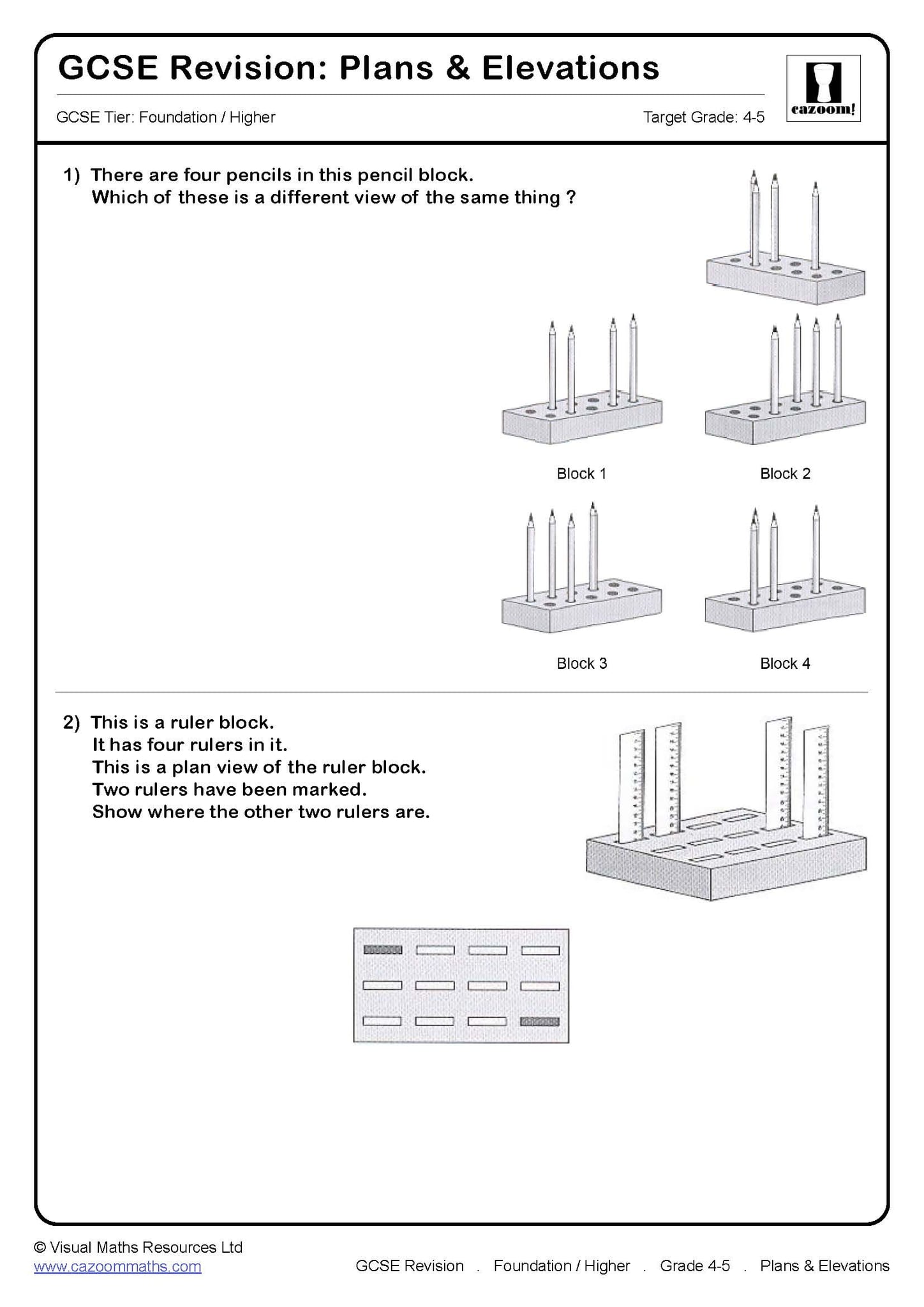 Plans & Elevations GCSE Questions | GCSE Revision Questions