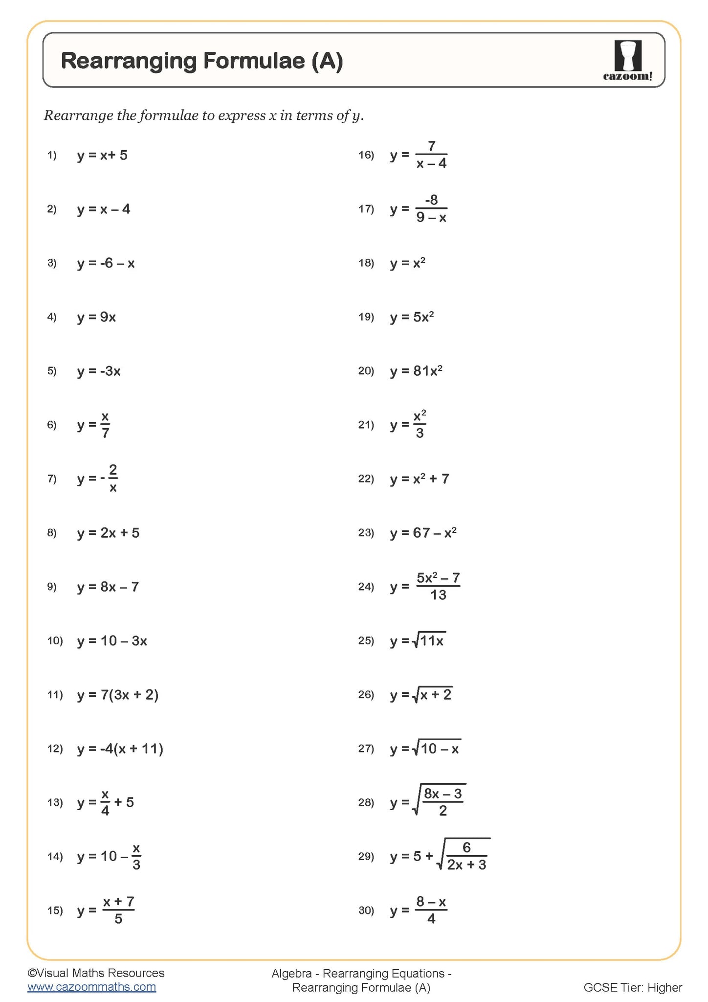 Rearranging Formulae GCSE Questions | GCSE Revision Questions