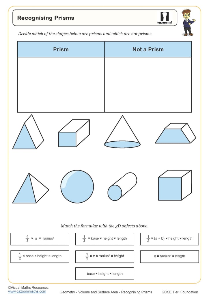 Recognising Prisms Worksheet | Fun and Engaging PDF Worksheets