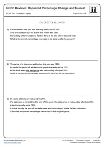 Repeated Percentage Change and Interest GCSE Questions | GCSE Revision ...