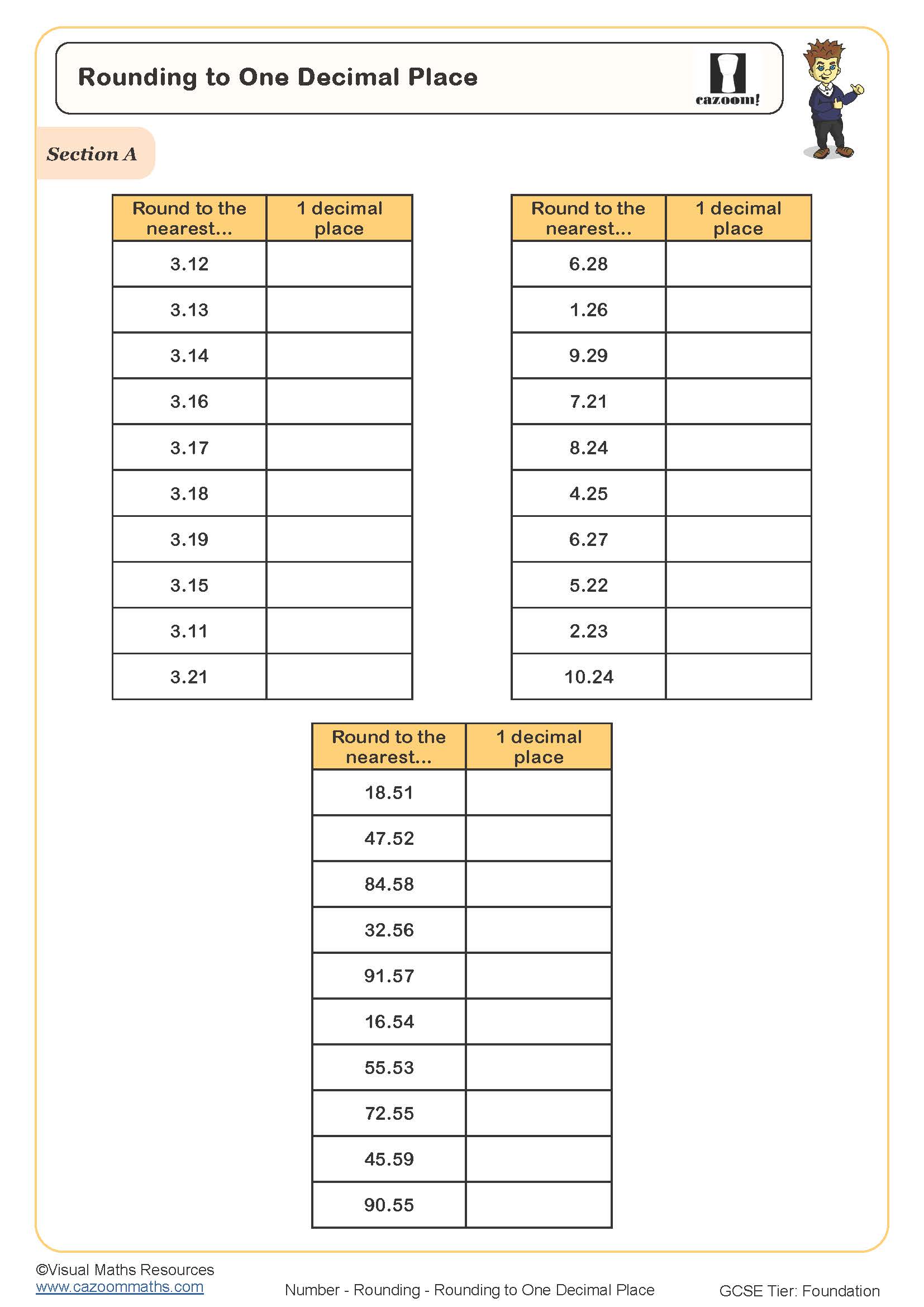 Rounding to Decimal Places Worksheet | Printable Maths Worksheets