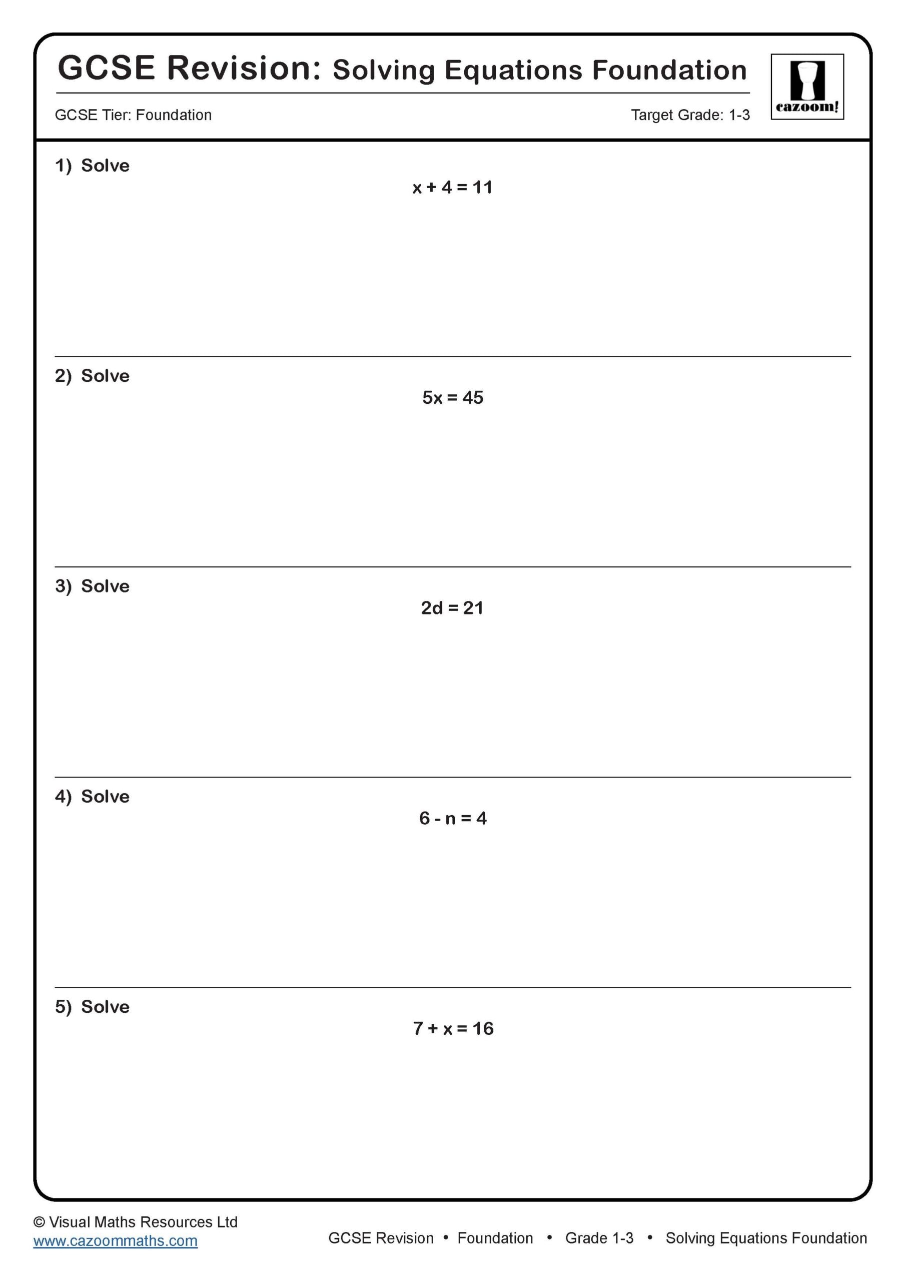 Algebra GCSE Revision Worksheets | Excellent resources for GCSE ...