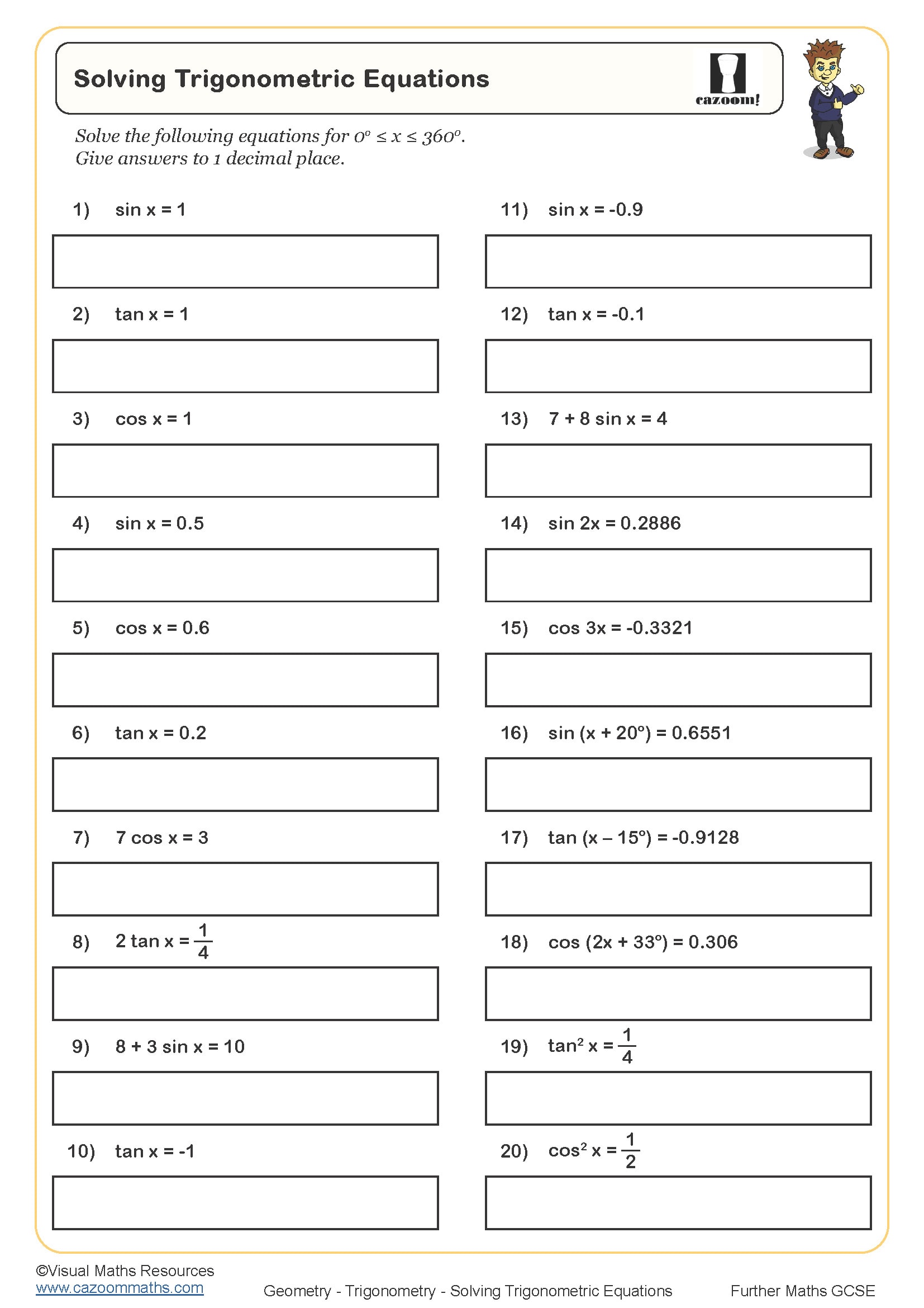 Year 9 Trigonometry Worksheets | PDF Printable Worksheets