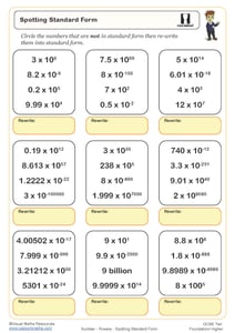 Spotting Standard Form Worksheet | Cazoom Maths Worksheets