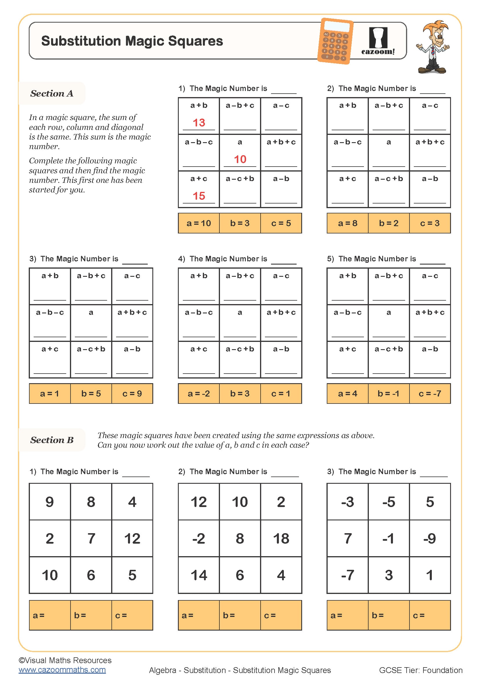 Year 7 Substitution Worksheets | PDF Printable Worksheets