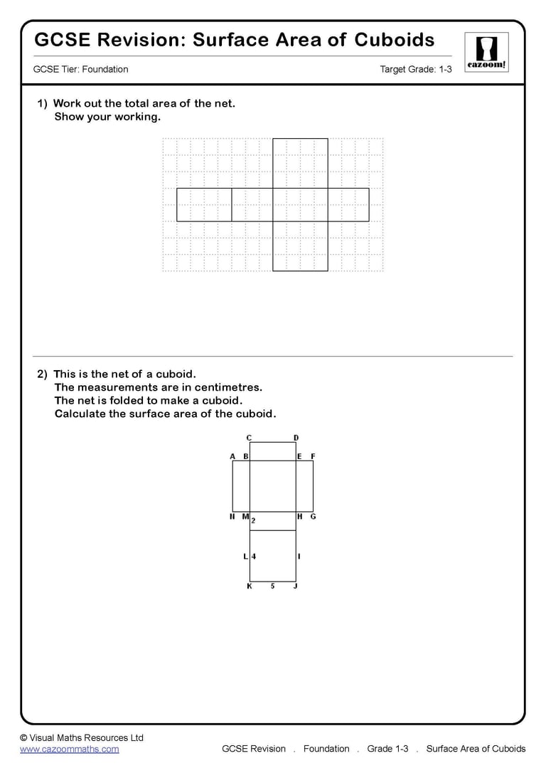 Surface Area of Cuboids GCSE Questions | GCSE Revision Questions