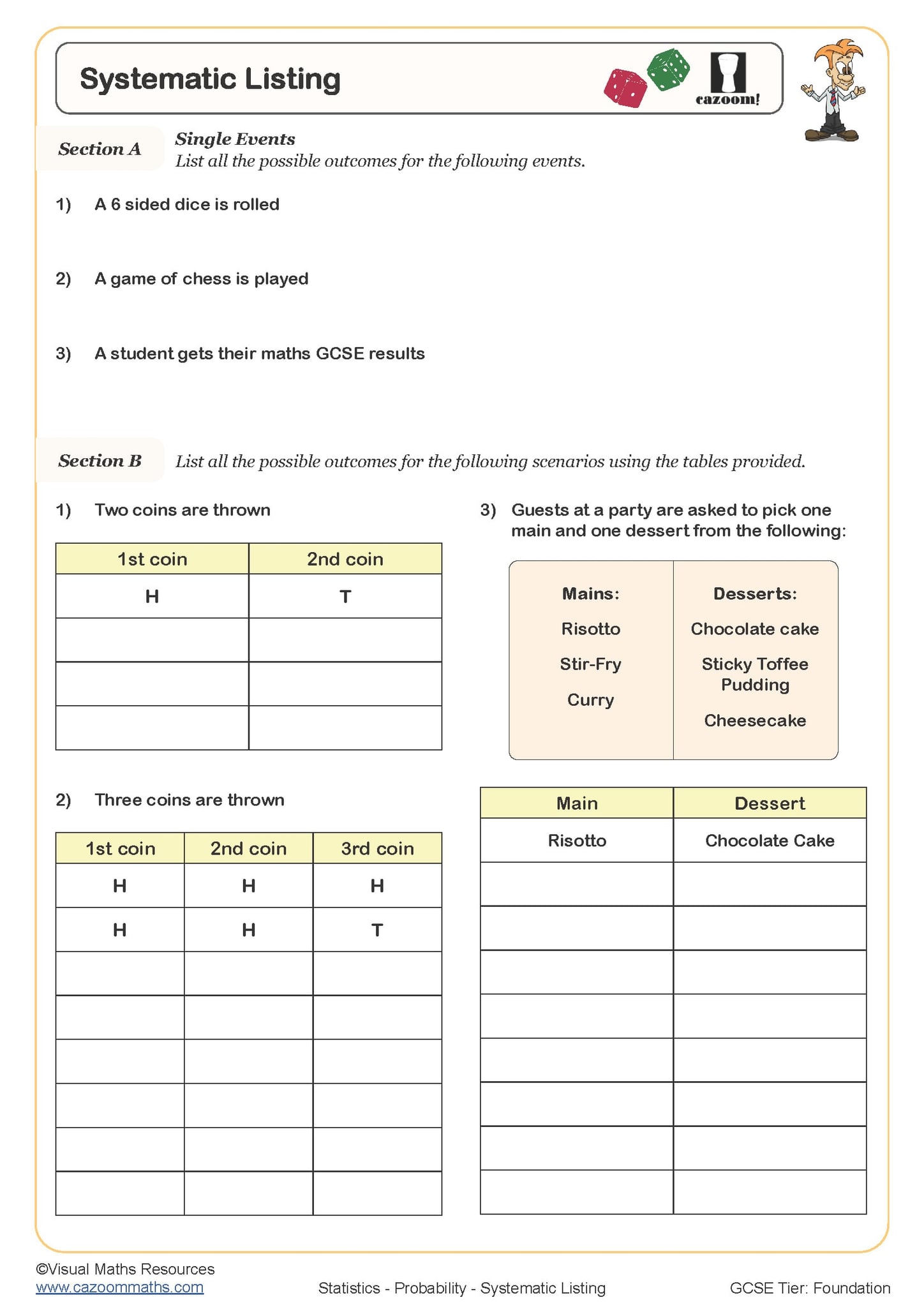 Systematic Listing Worksheet | Printable PDF Worksheets