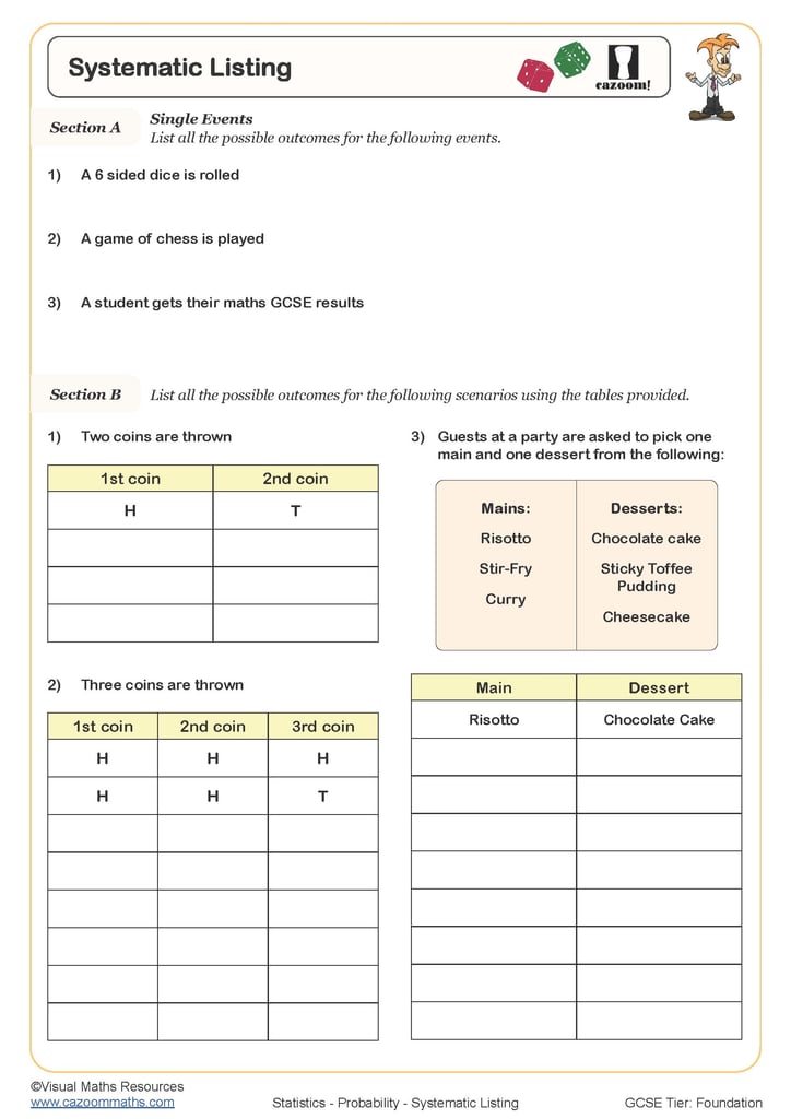 Systematic Listing Worksheet | Printable PDF Worksheets