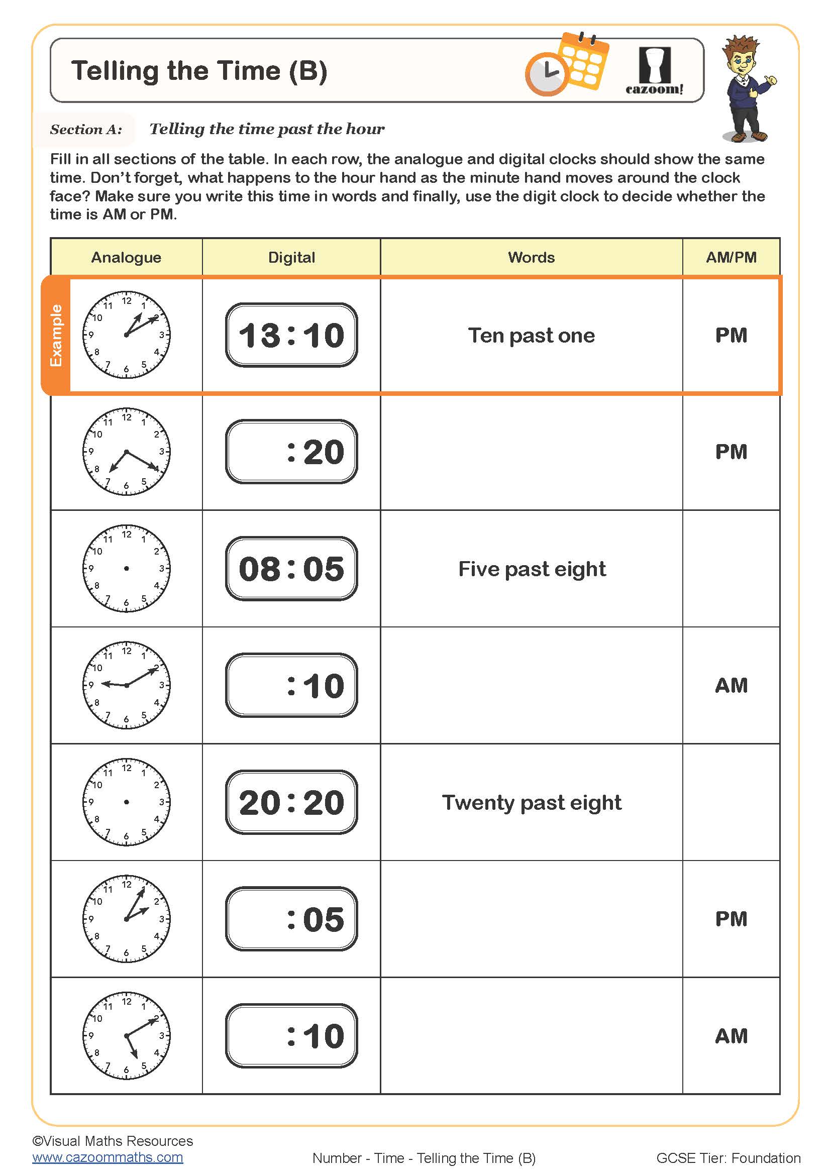 Telling The Time Worksheets - Printable Worksheets on Time, PDF and ...