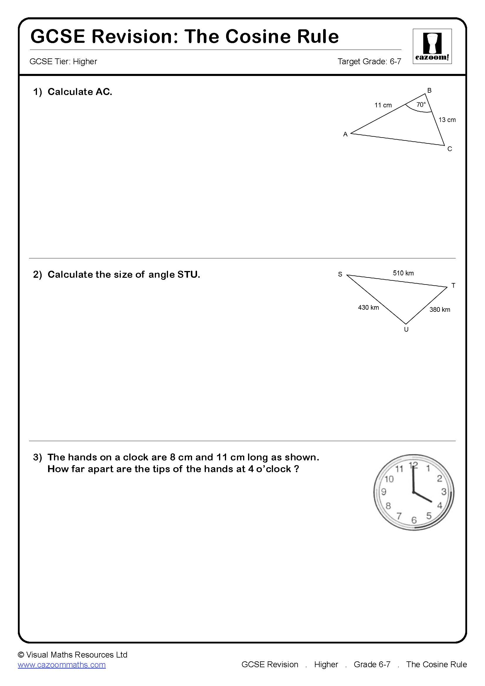 The Cosine Rule GCSE Questions | GCSE Revision Questions